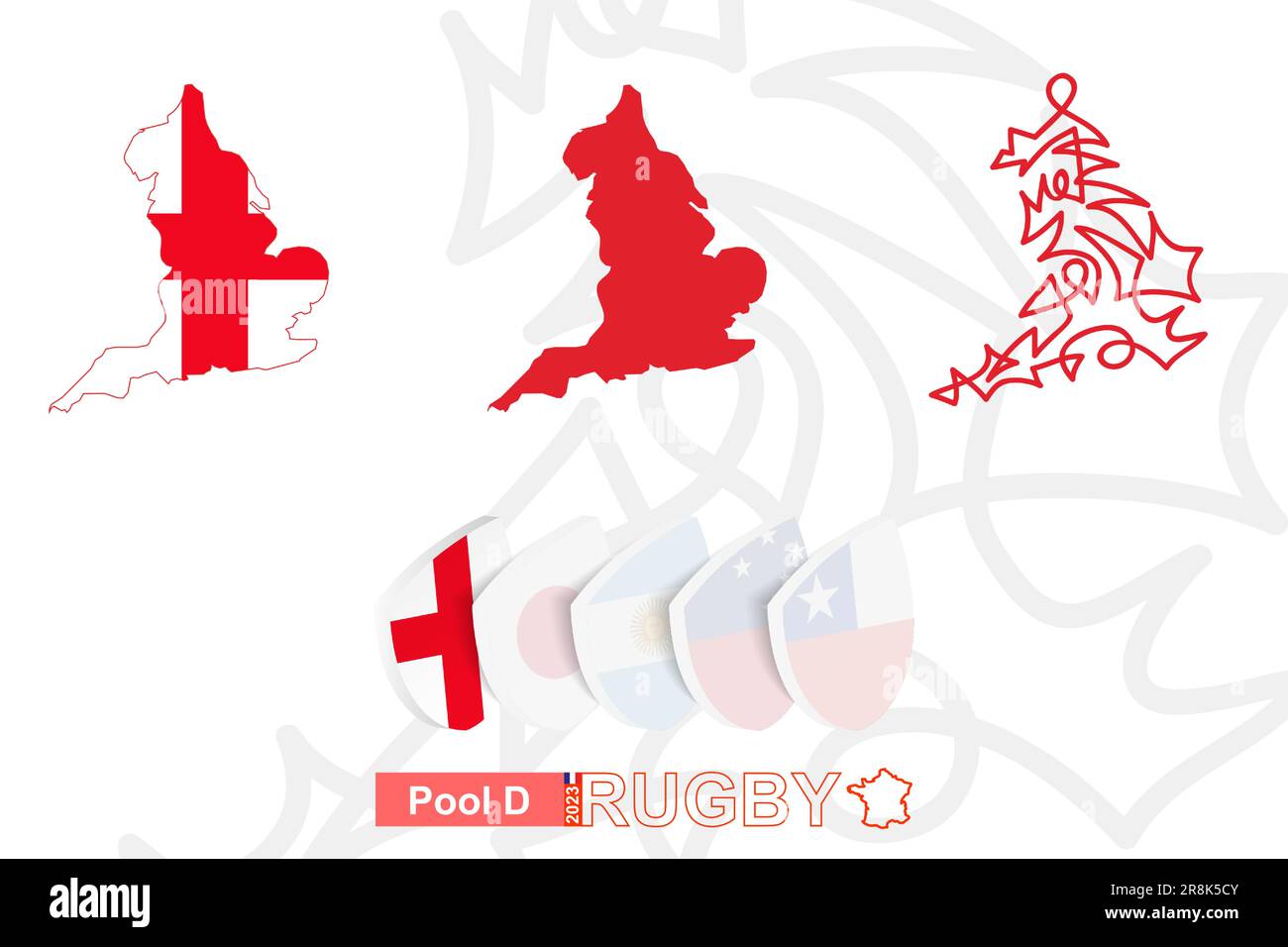 Maps of England in three versions for rugby international championship ...