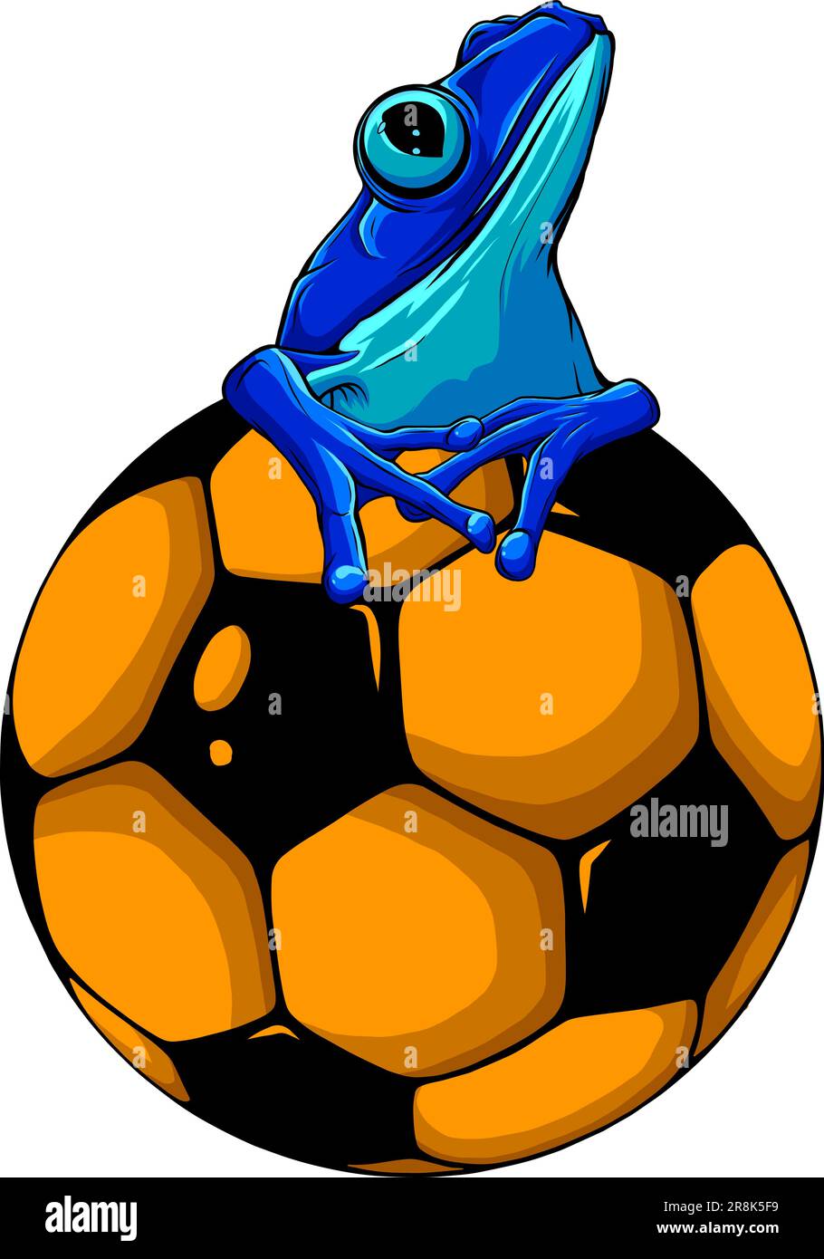 vector illustration Frog mascotte on a soccer ball Stock Vector Image ...