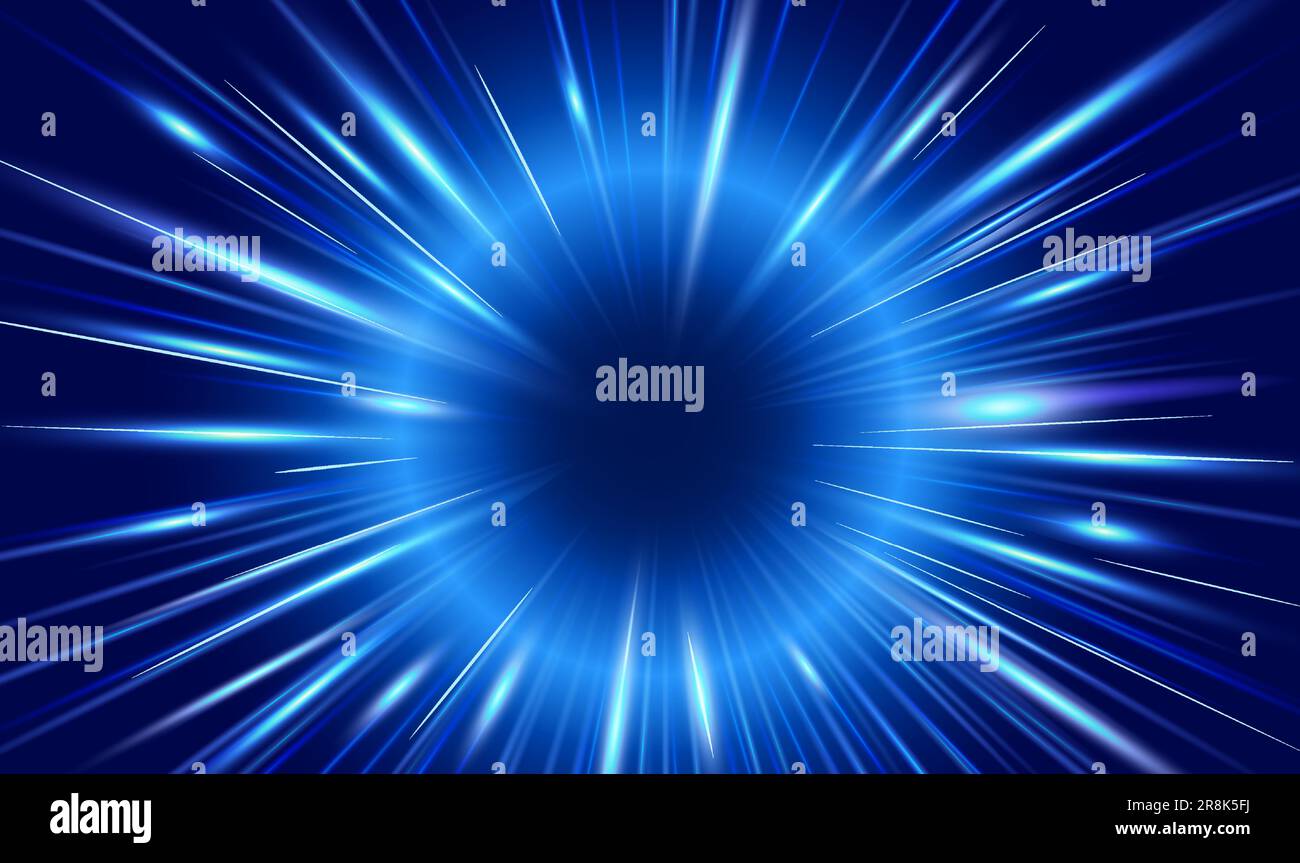 Blue glowing lines and rays of strong energy. Super energy radiation ...