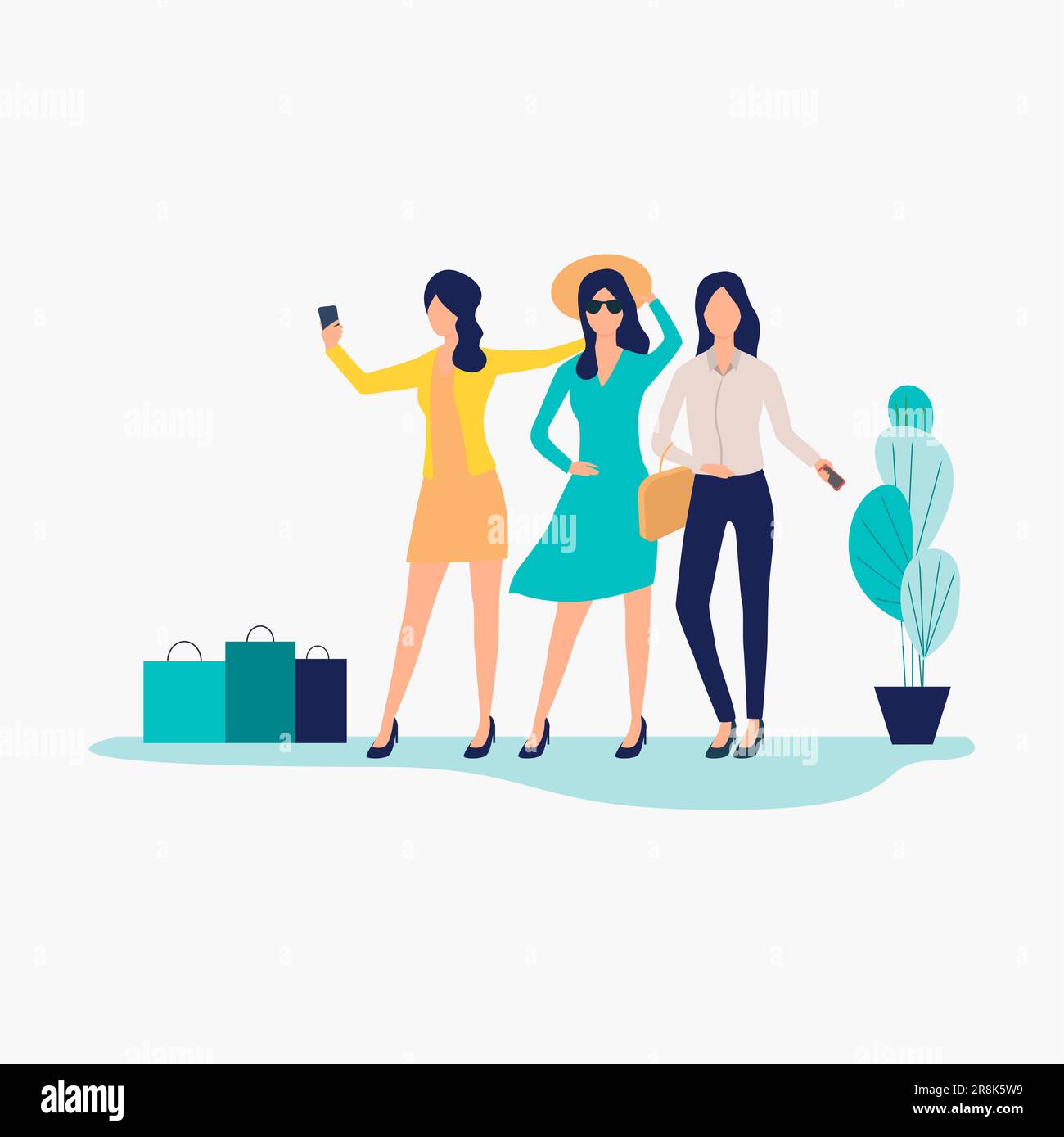 Group women walking in Stock Vector Images - Alamy