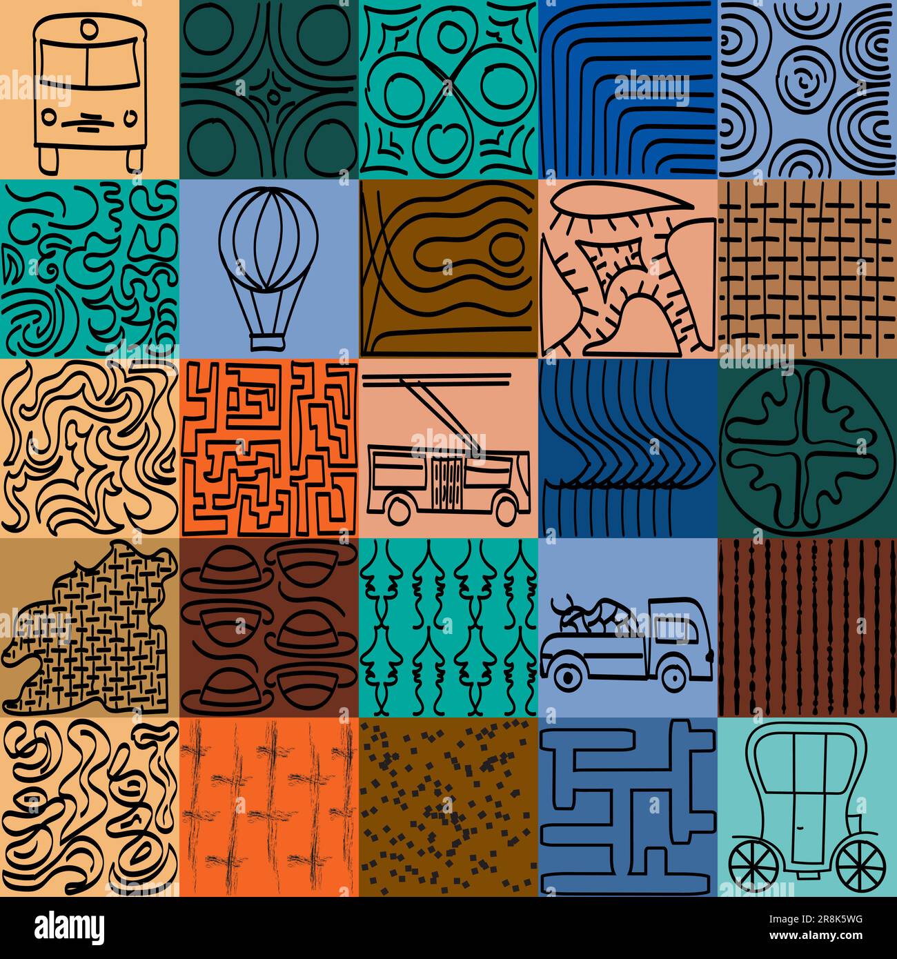 25 elements for seamless patterns. Colors are selected according to the ...