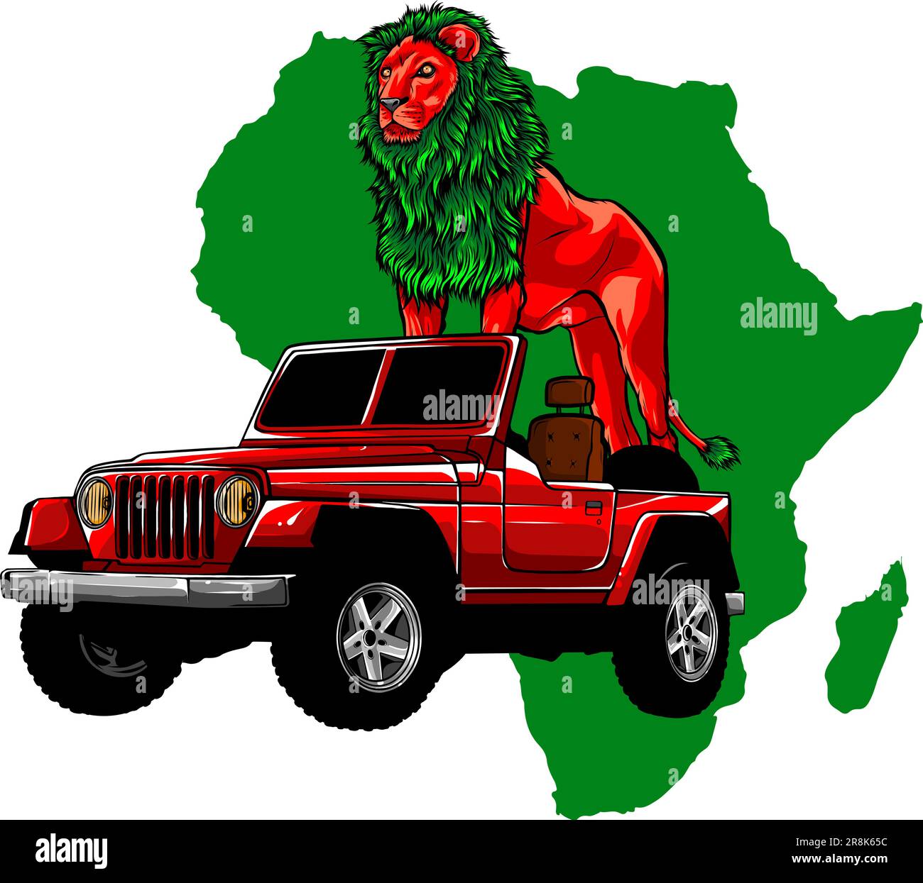 Africa Map Silhouettes of wild sunset safari animals Stock Vector Image ...