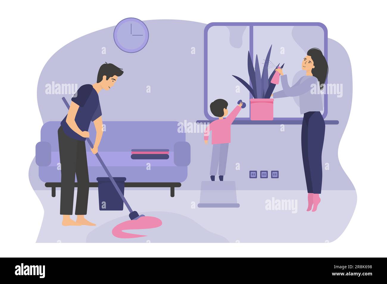 Kid cleaning room Stock Vector Images - Alamy