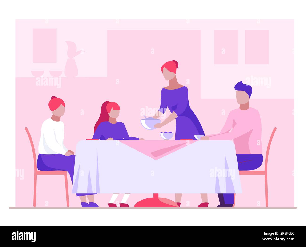 Family dinner celebration graphic Cut Out Stock Images & Pictures - Alamy