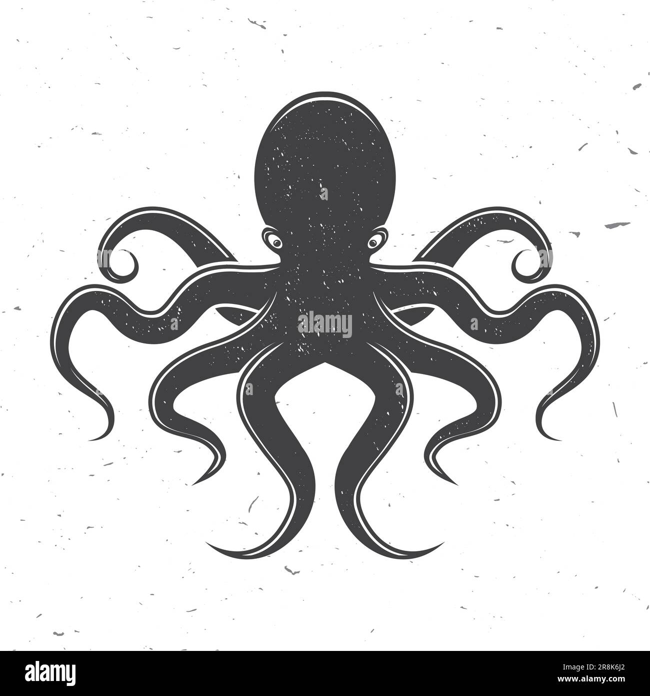Octopus icon silhouette. Vector illustration. Vintage monochrome ...