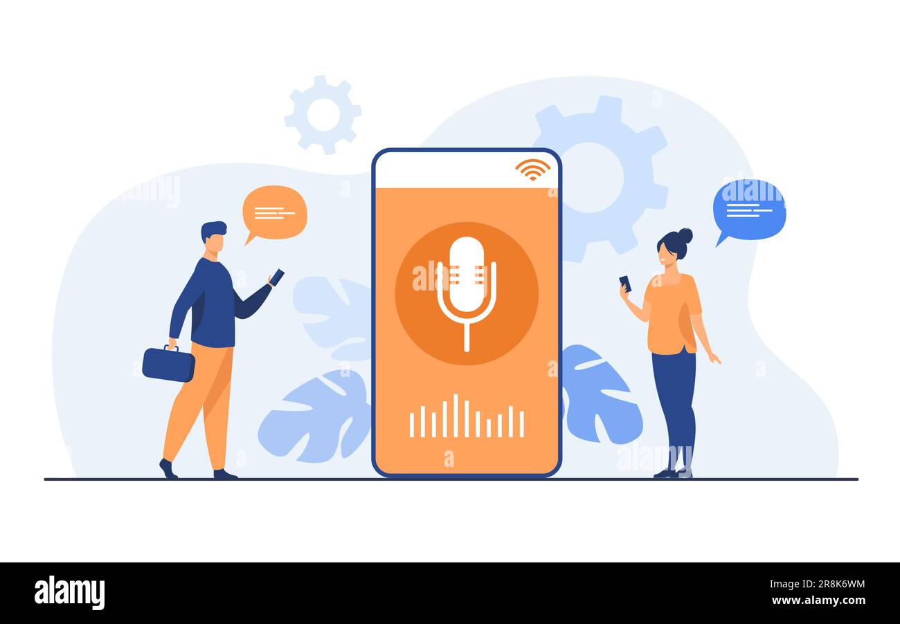 People using voice assistant app on smartphone Stock Vector Image & Art ...