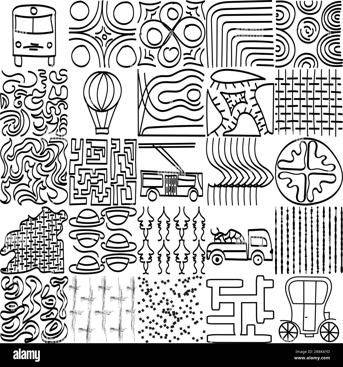 25 elements for seamless patterns. Colors are selected according to the ...