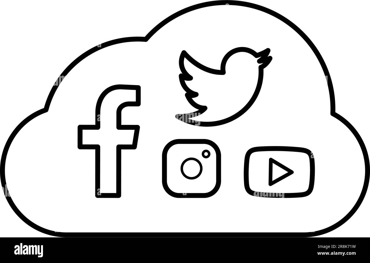 Social Media Cloud icon. design template vector illustration for ...