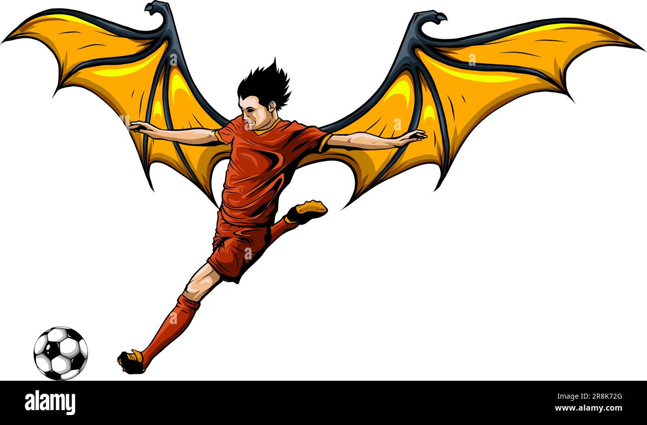 vector illustration of Soccer player with bat wings Stock Vector Image ...