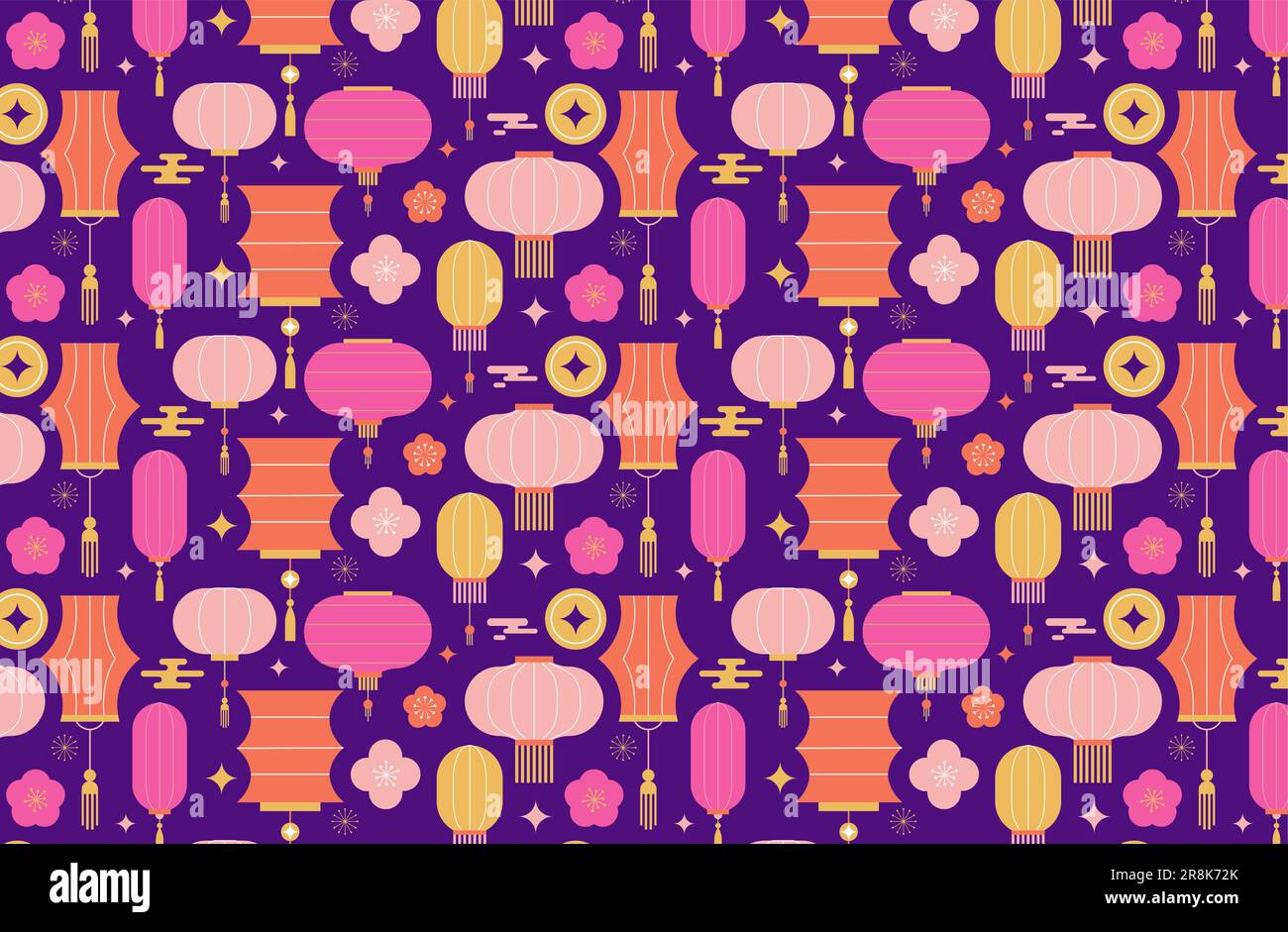 Chinese, Asian background, pattern. Lanterns, ornaments and flowers ...