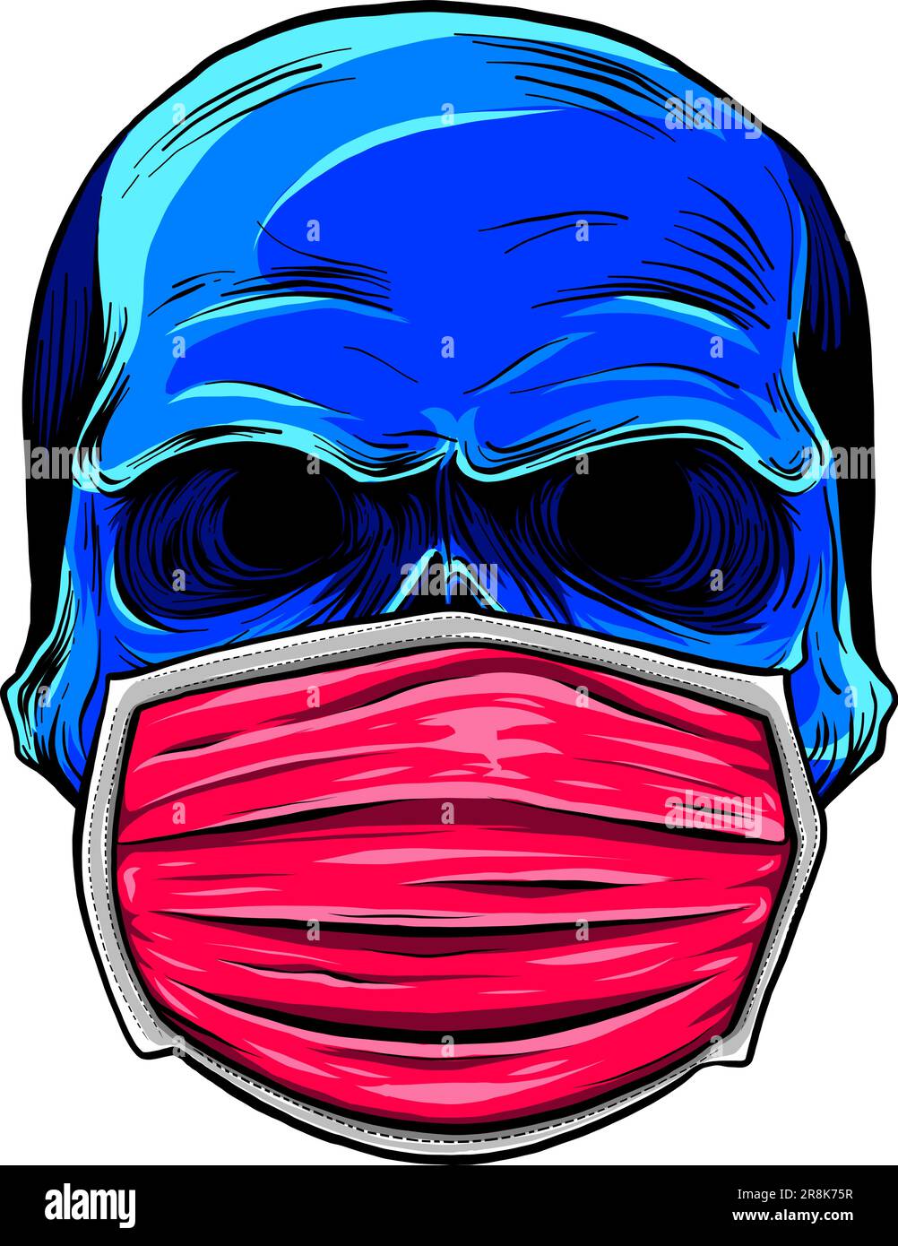 Skull in the medical mask. Vintage vector illustration Stock Vector ...