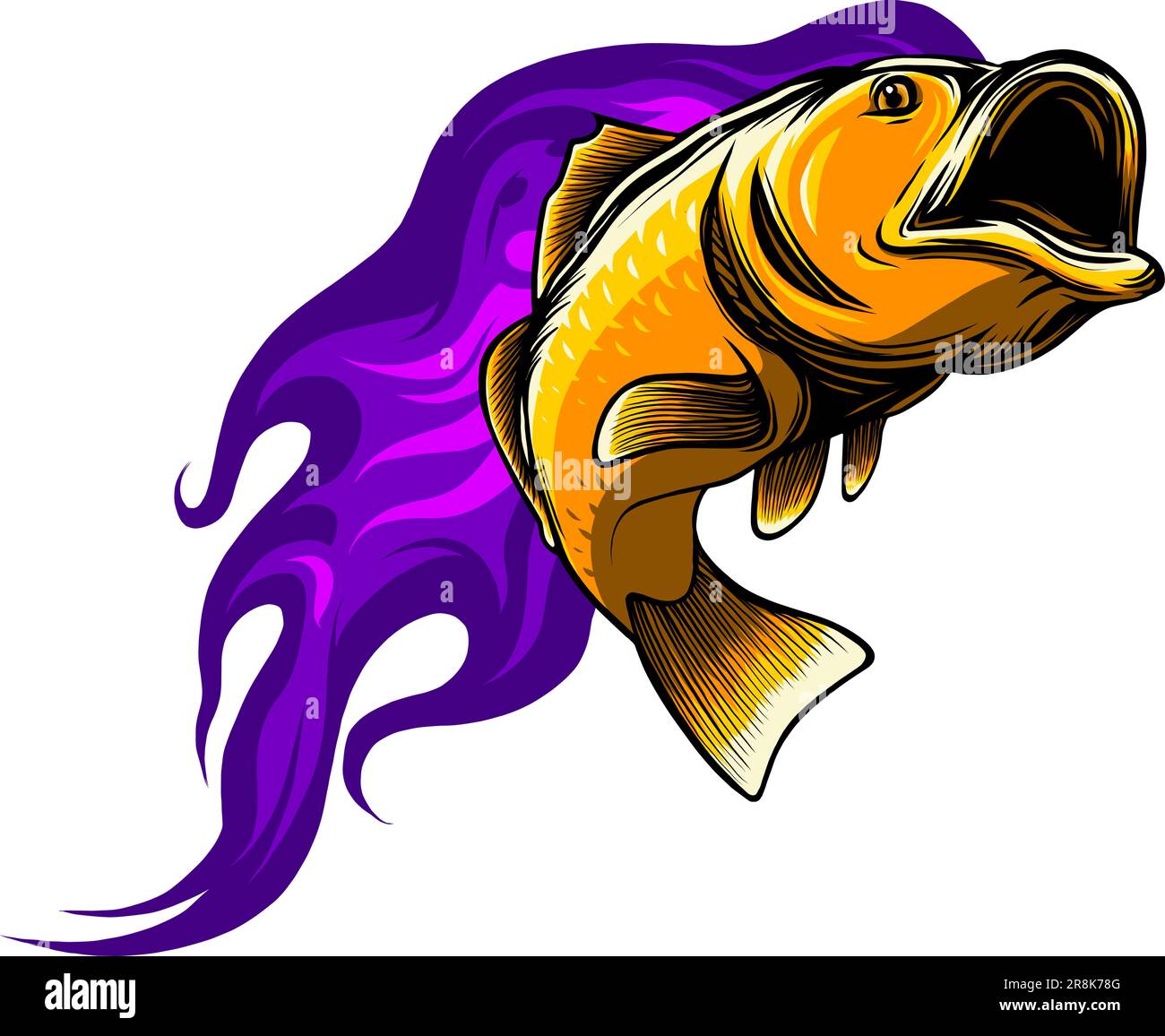 Natural Green Bass Fish in vector Illustration Stock Vector Image & Art ...