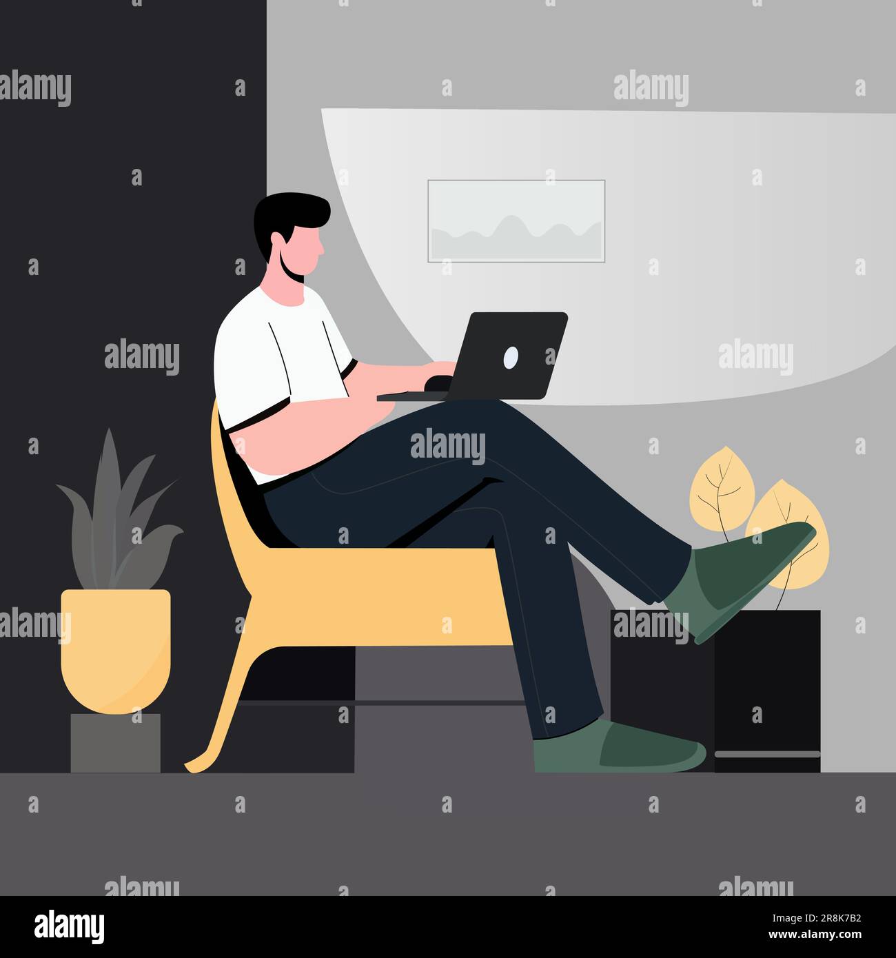 Businessman using laptop smiling Stock Vector Images - Alamy