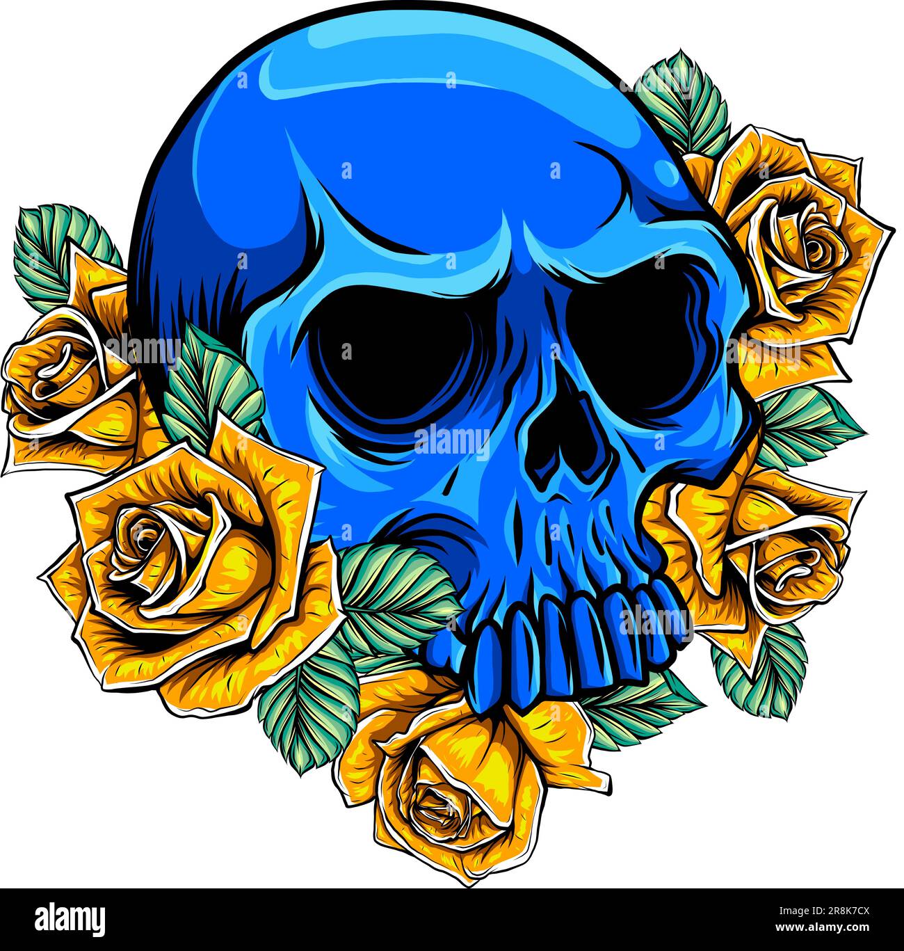 Vector illustration of skull with roses Stock Vector Image & Art - Alamy