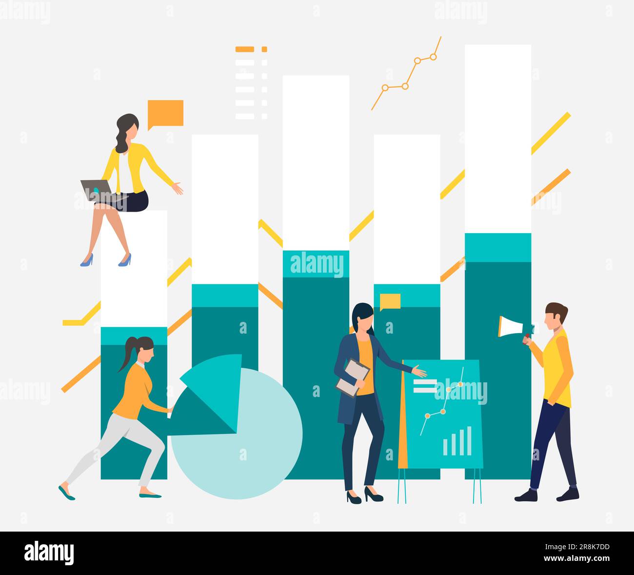 Business people working with bar and pie charts Stock Vector Image ...