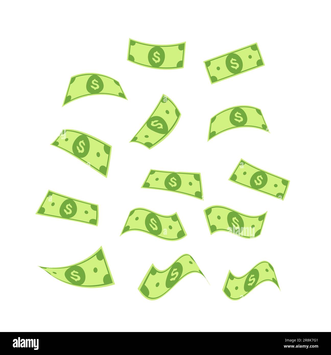 Flying money. Cartoon falling money bills. Flying green dollar bill ...