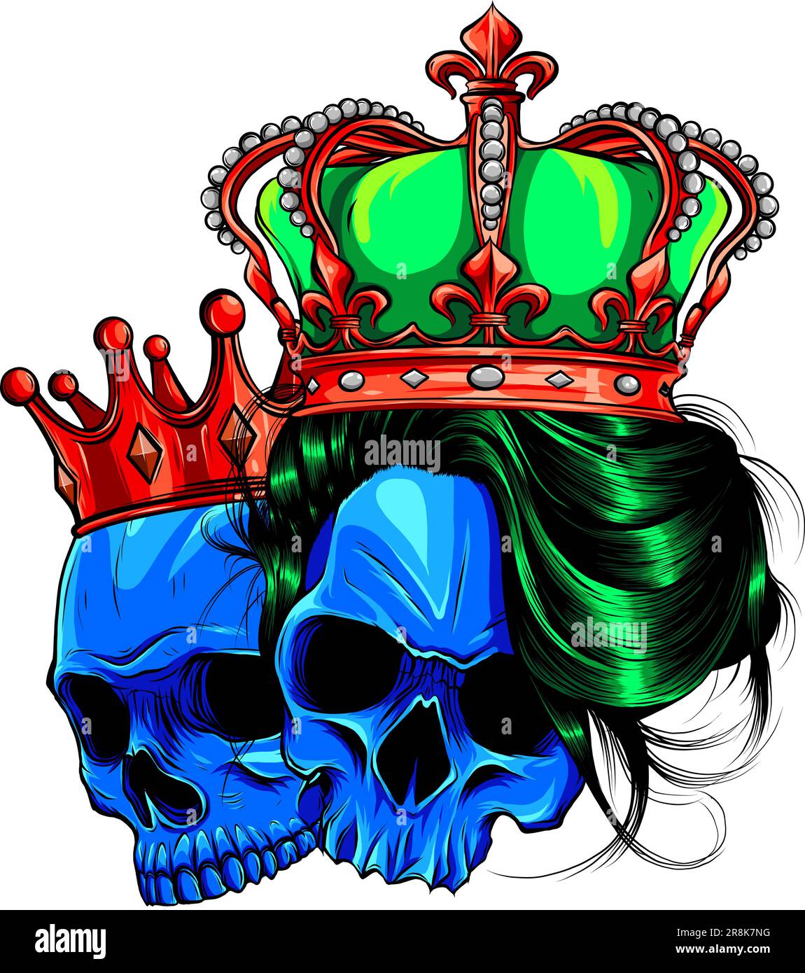 skulls king and queen. Vector illustration on white background. digital ...
