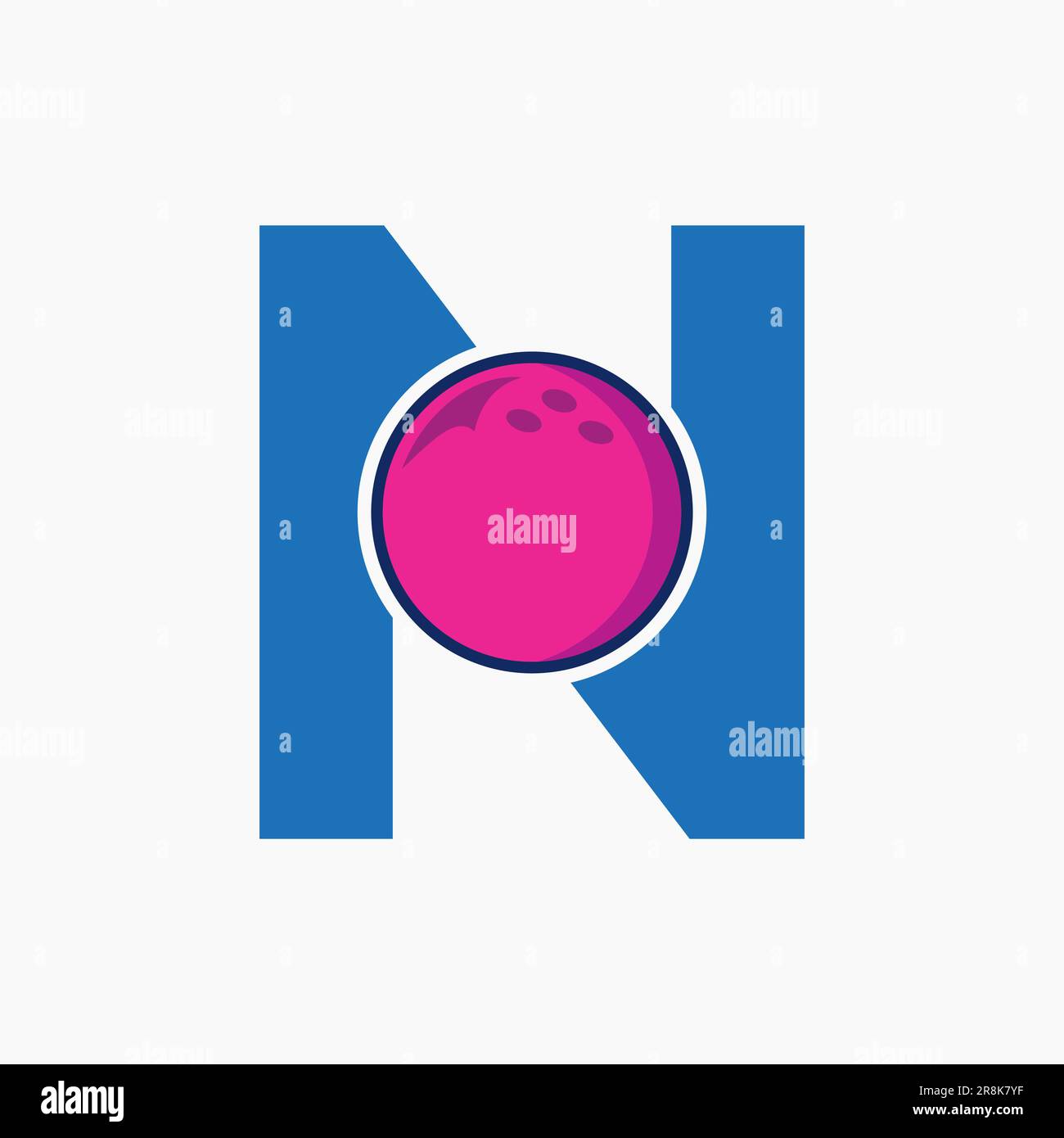 Bowling Logo Design On Letter N Concept. Bowling Sport Logotype Symbol ...