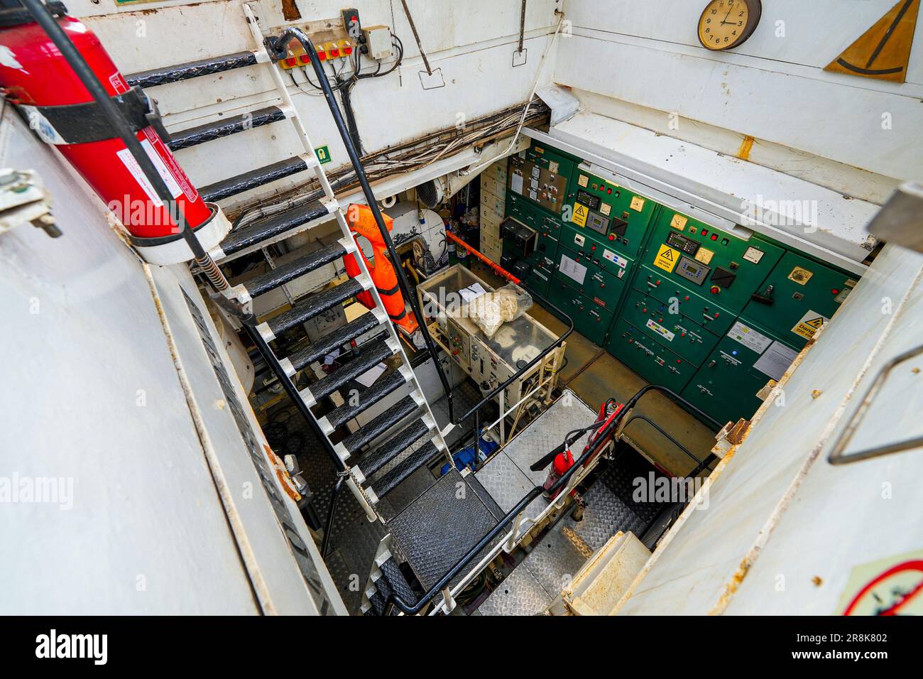Rouen, France - June 17, 2023: Engine room of the "Belem", a French ...