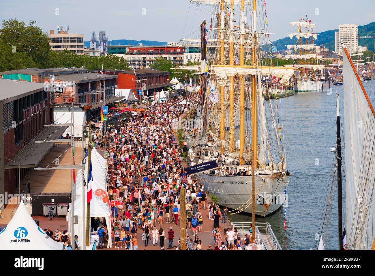 Rouen, France - June 17, 2023: Crowd passing by the Santa Maria Manuela ...