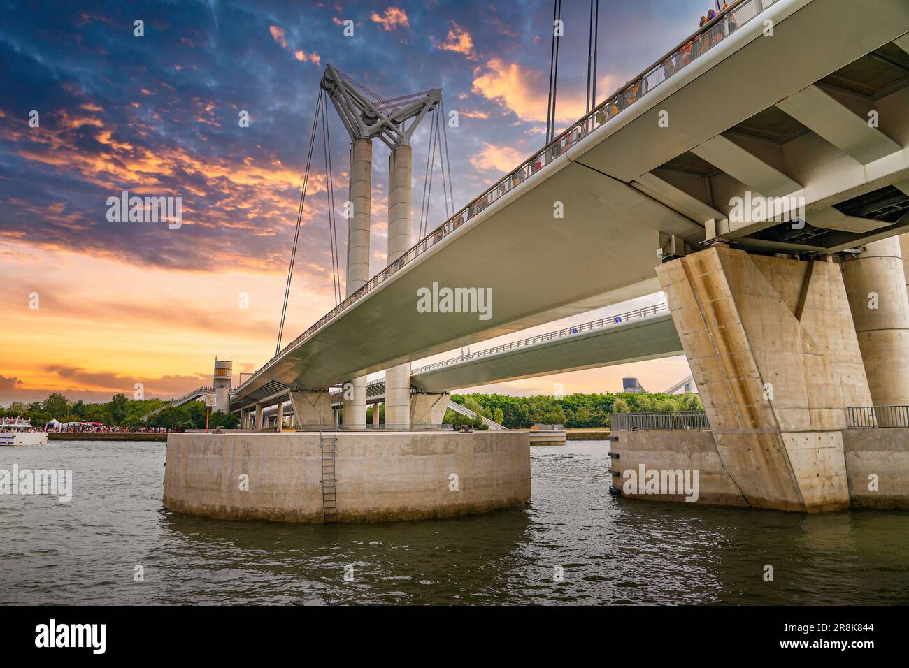Gustave Flaubert Bridge spanning the Seine river in Rouen, Normandy, is ...