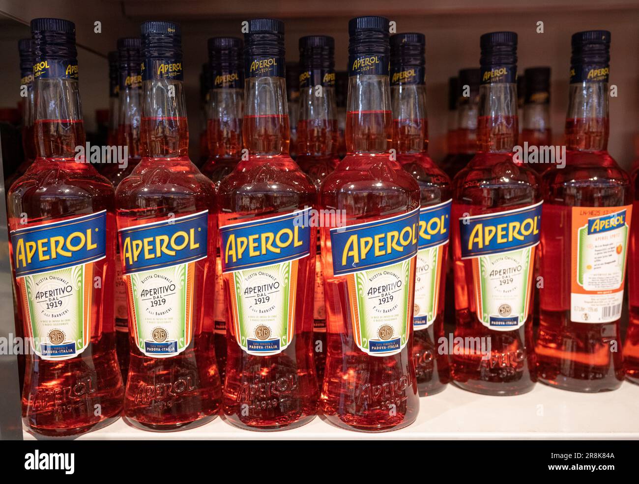 Andernach Germany 04.01.2020 liquor store bottles with Aperol alcohol ...