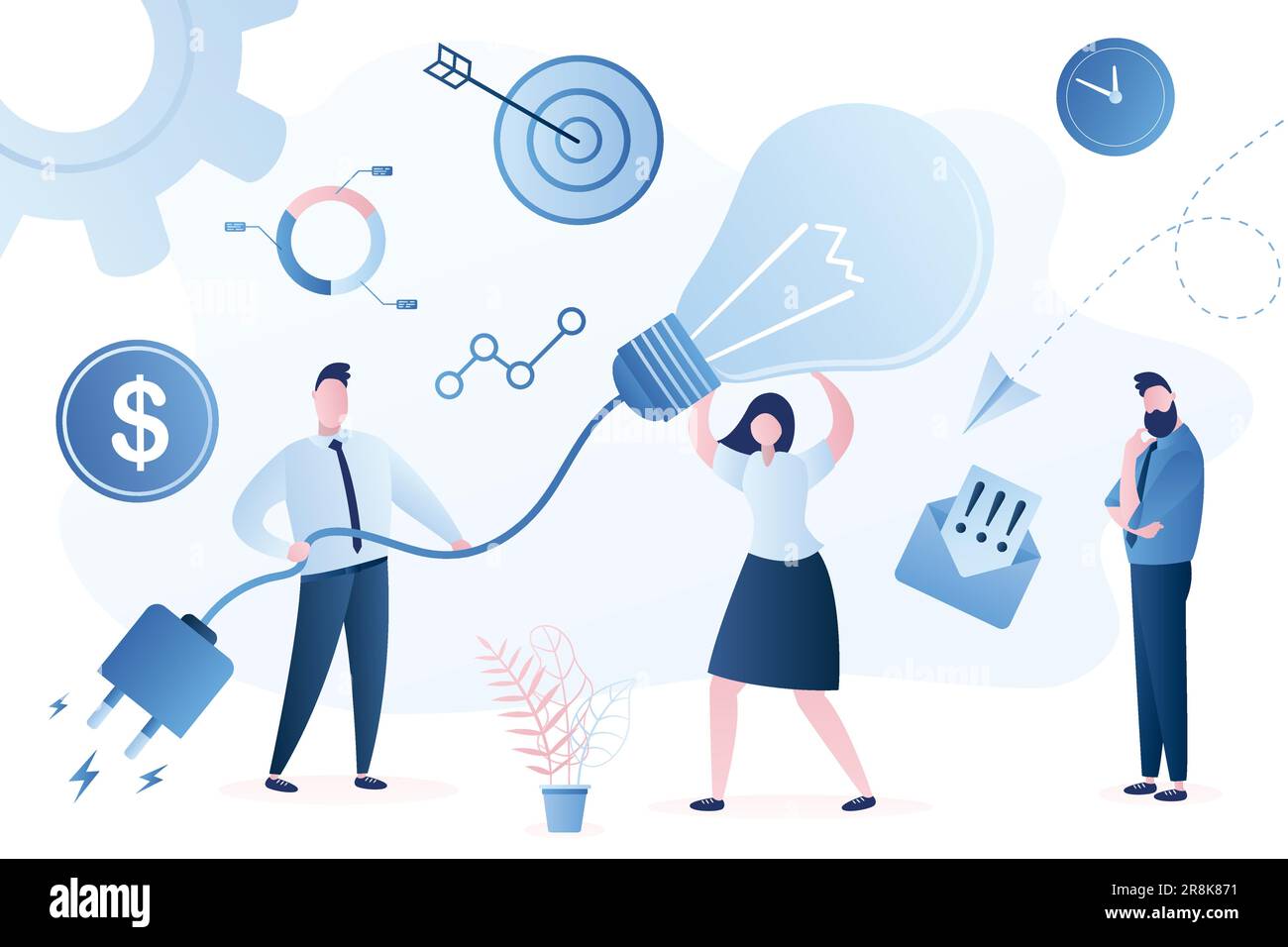 Business people with idea bulb. Teamwork,startup and cooperation ...