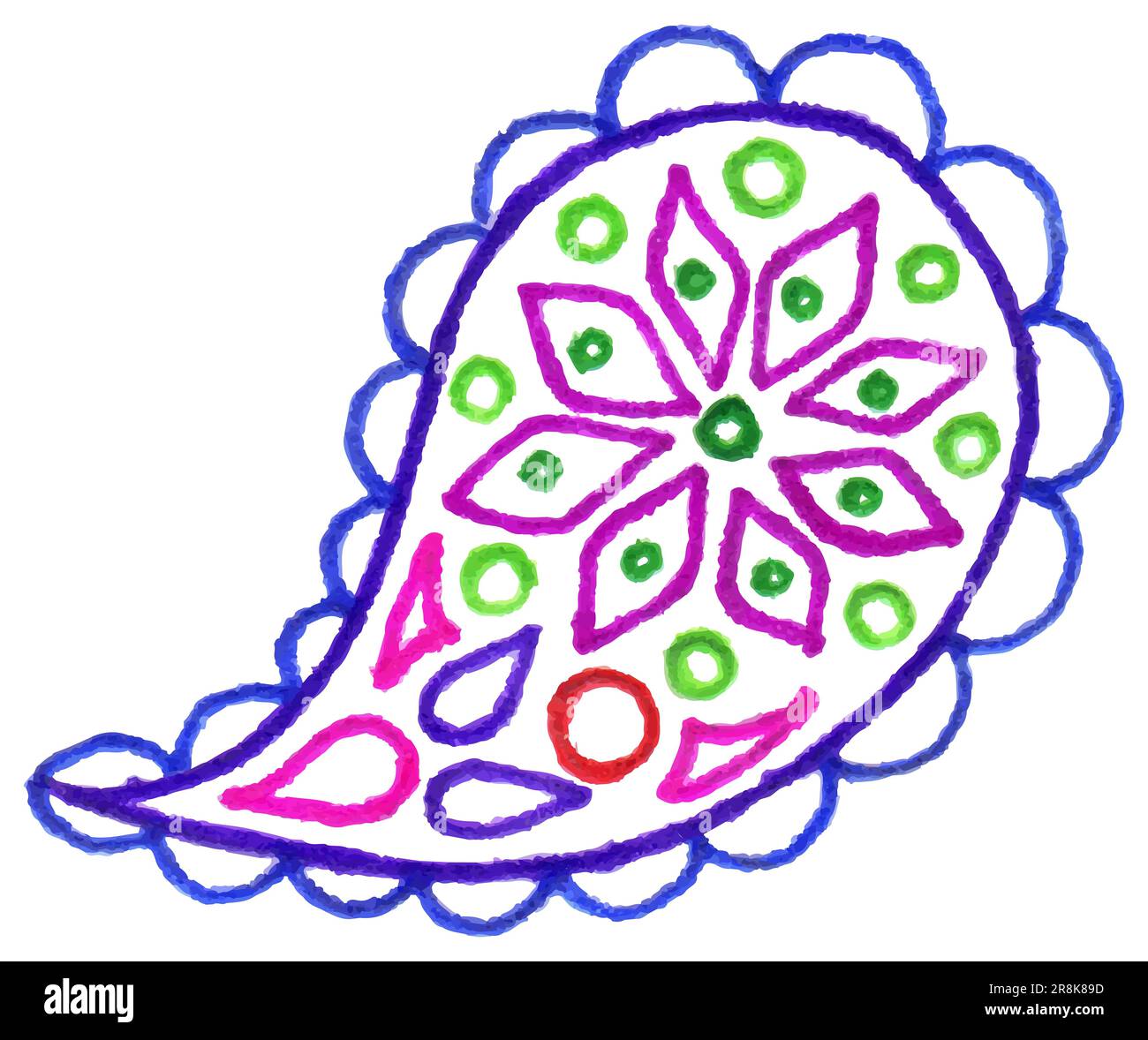 Paisley Buta Hand Drawn Colorful Doodle Isolated Vector Stock Vector