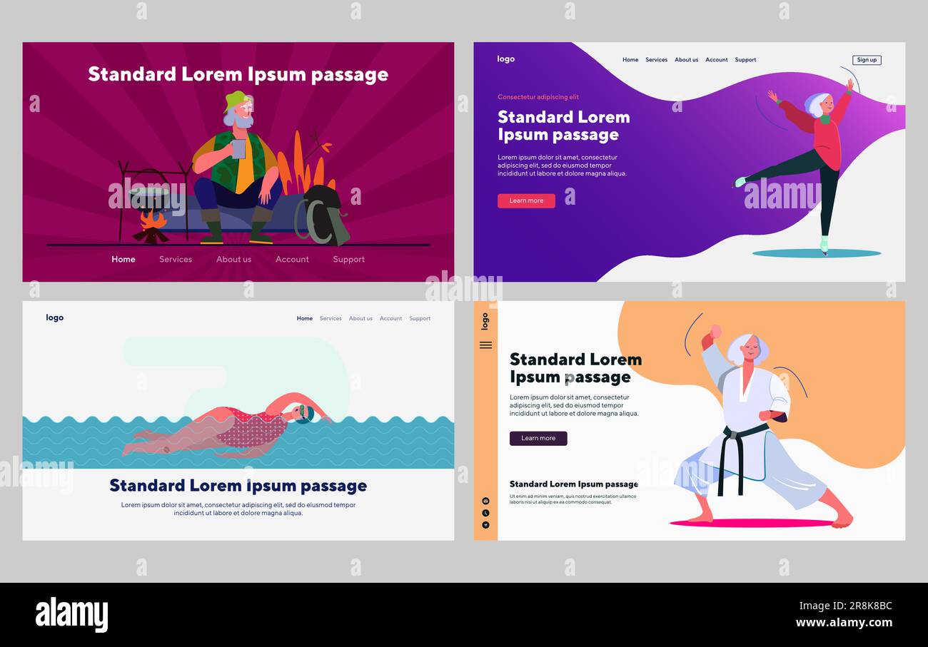 Banner active senior woman Stock Vector Images - Alamy