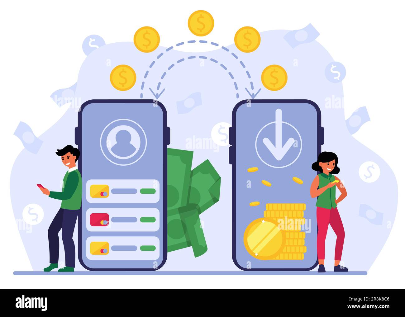People using mobile bank for remittance of money Stock Vector Image ...