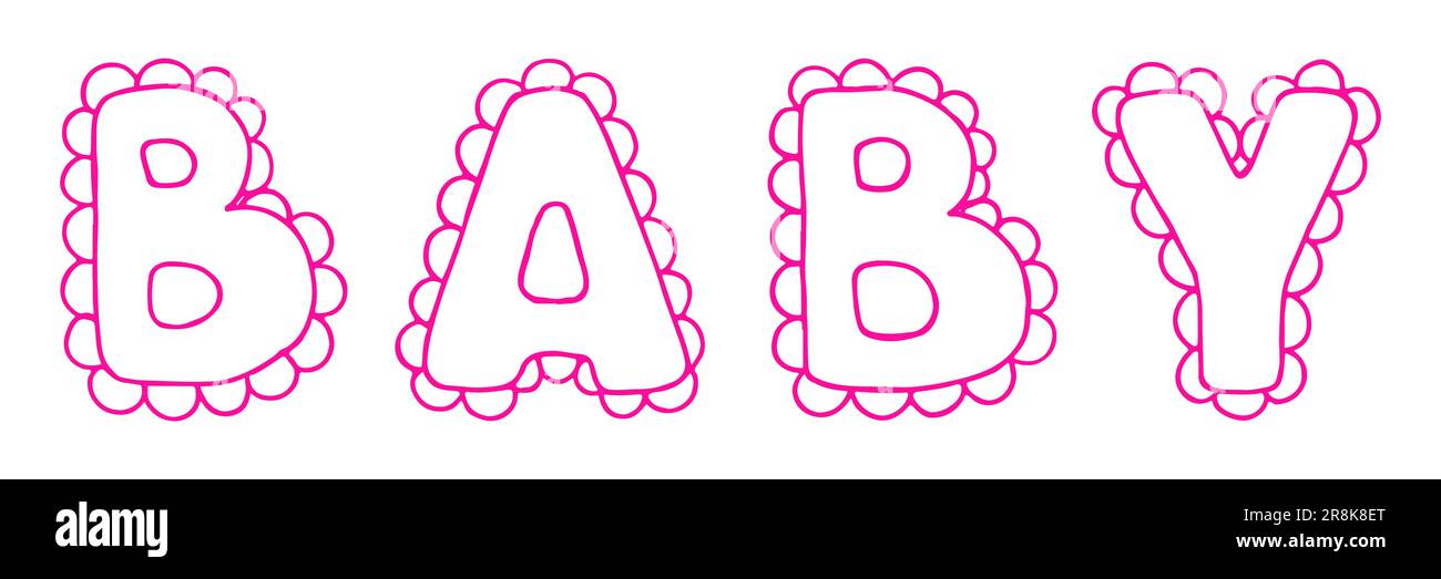 Baby lace word girl pink lettering line art vector Stock Vector Image ...