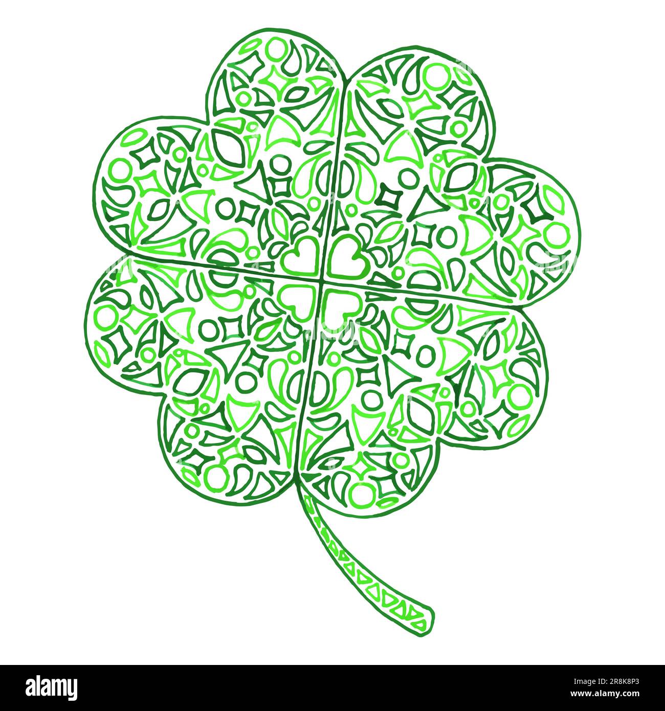 Doodle zentangle clover shamrock Saint Patrick's Day vector isolated ...