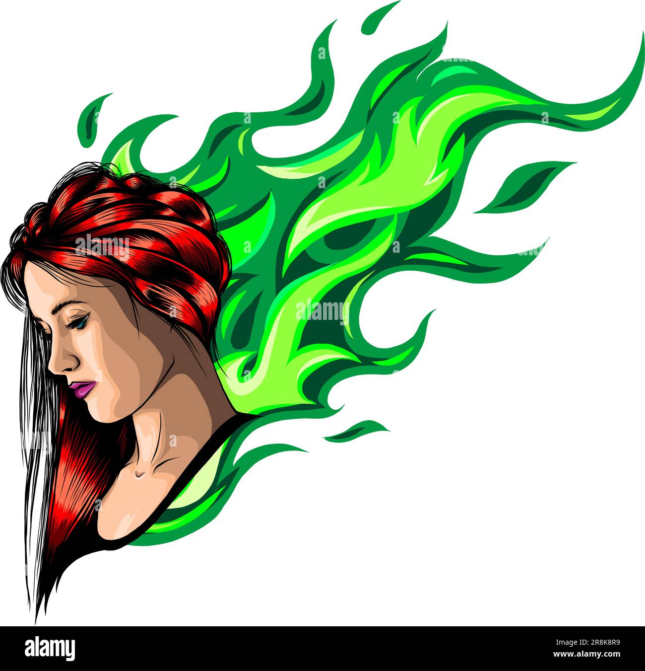 Hot Girl In Flamevector Illustration Stock Vector Image And Art Alamy