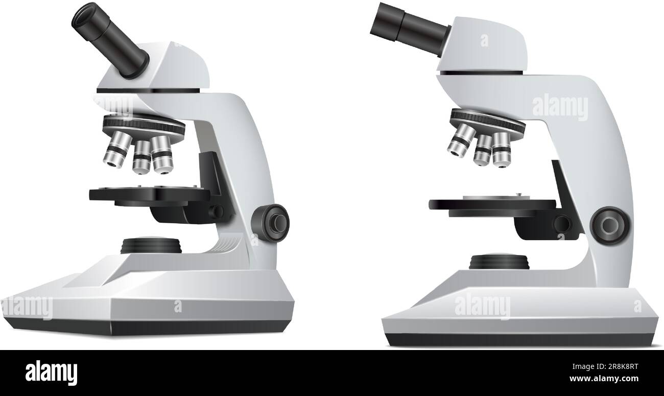 3d realistic vector icon. Laboratory equipment microscope. Sience and ...