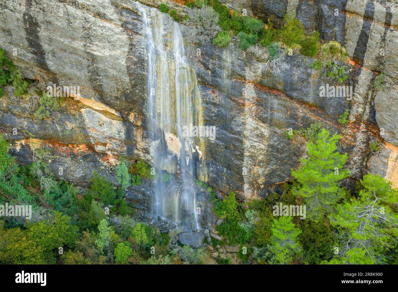 Waterfall of a ravine under the Penyagalera / Peñagalera in the Puertos ...