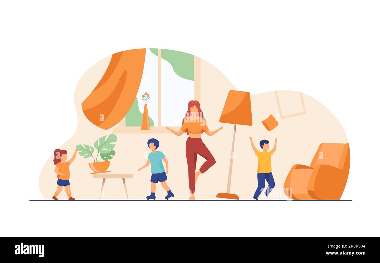 Mother standing calm in the middle of room Stock Vector Image & Art - Alamy