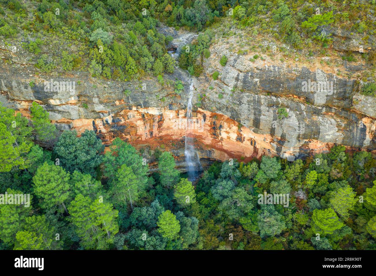 Waterfall of a ravine under the Penyagalera / Peñagalera in the Puertos ...