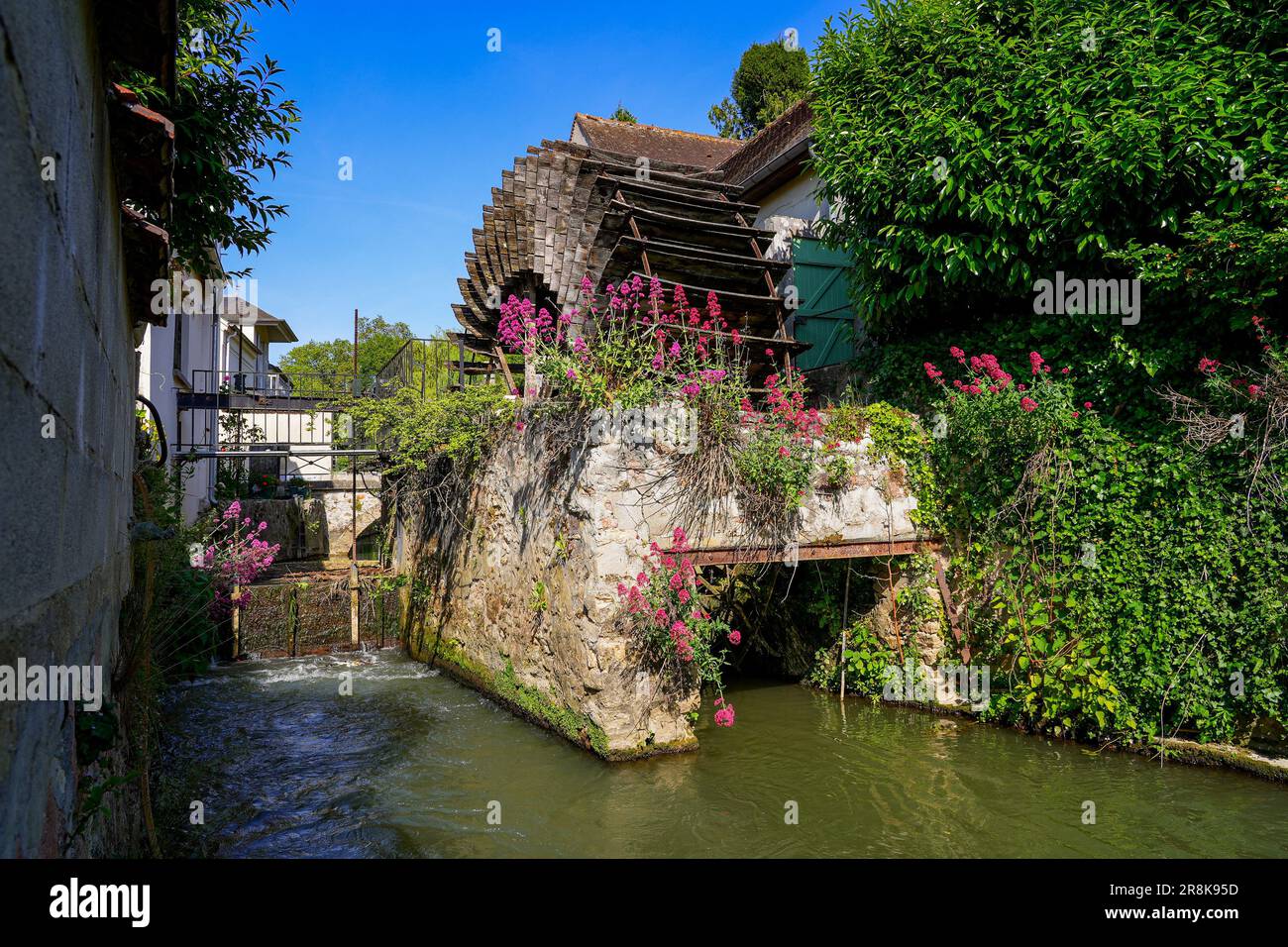 Old disused wheel of the Moulin Bichat ("Bichat watermill") on the ...