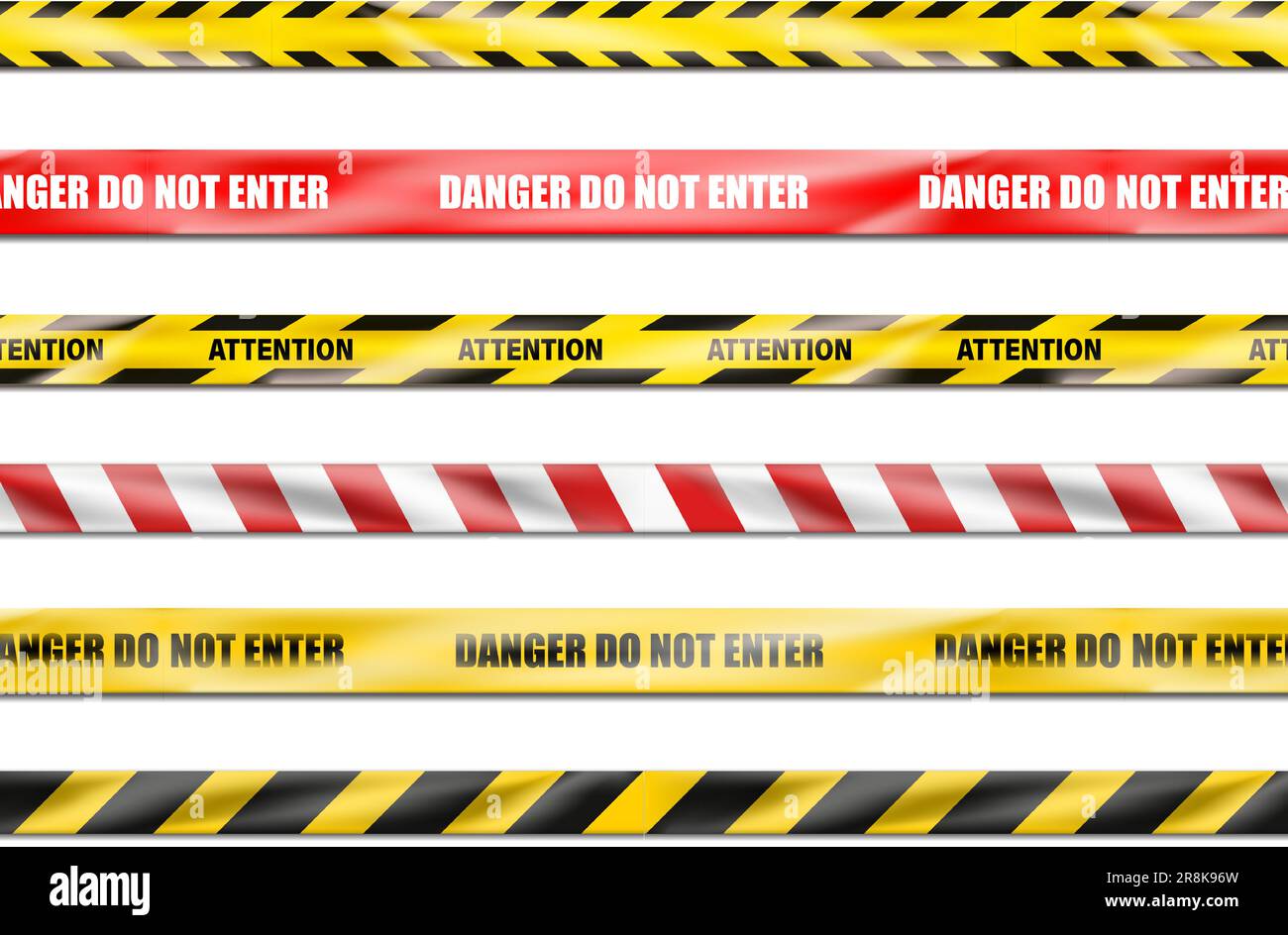 3d realistic icon. Collection of signal ribbons of danger do not enter ...