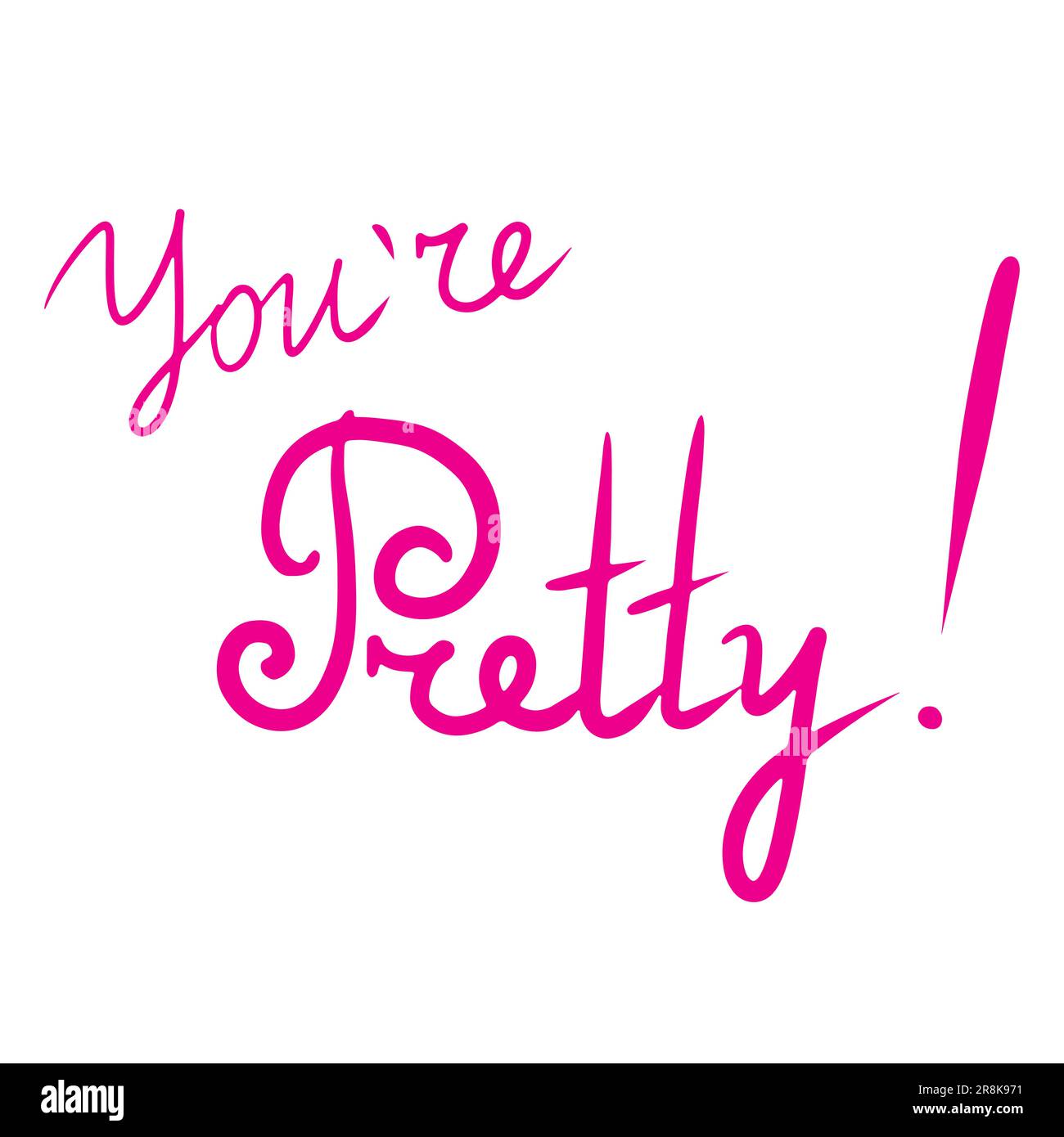 You are pretty pink word lettering typography isolated vector Stock ...