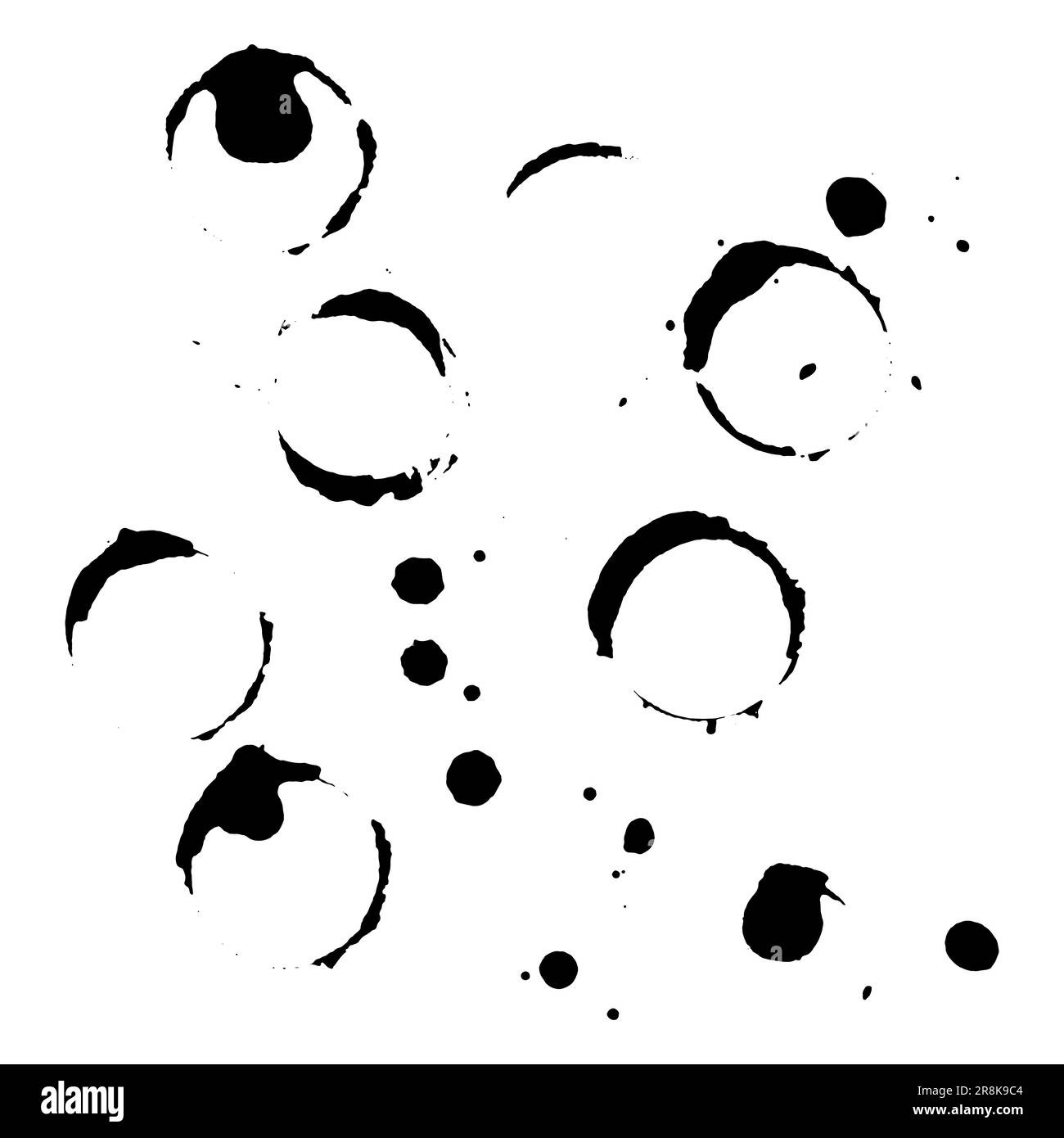 Abstract black and white monochrome ink circle vector isolated Stock ...