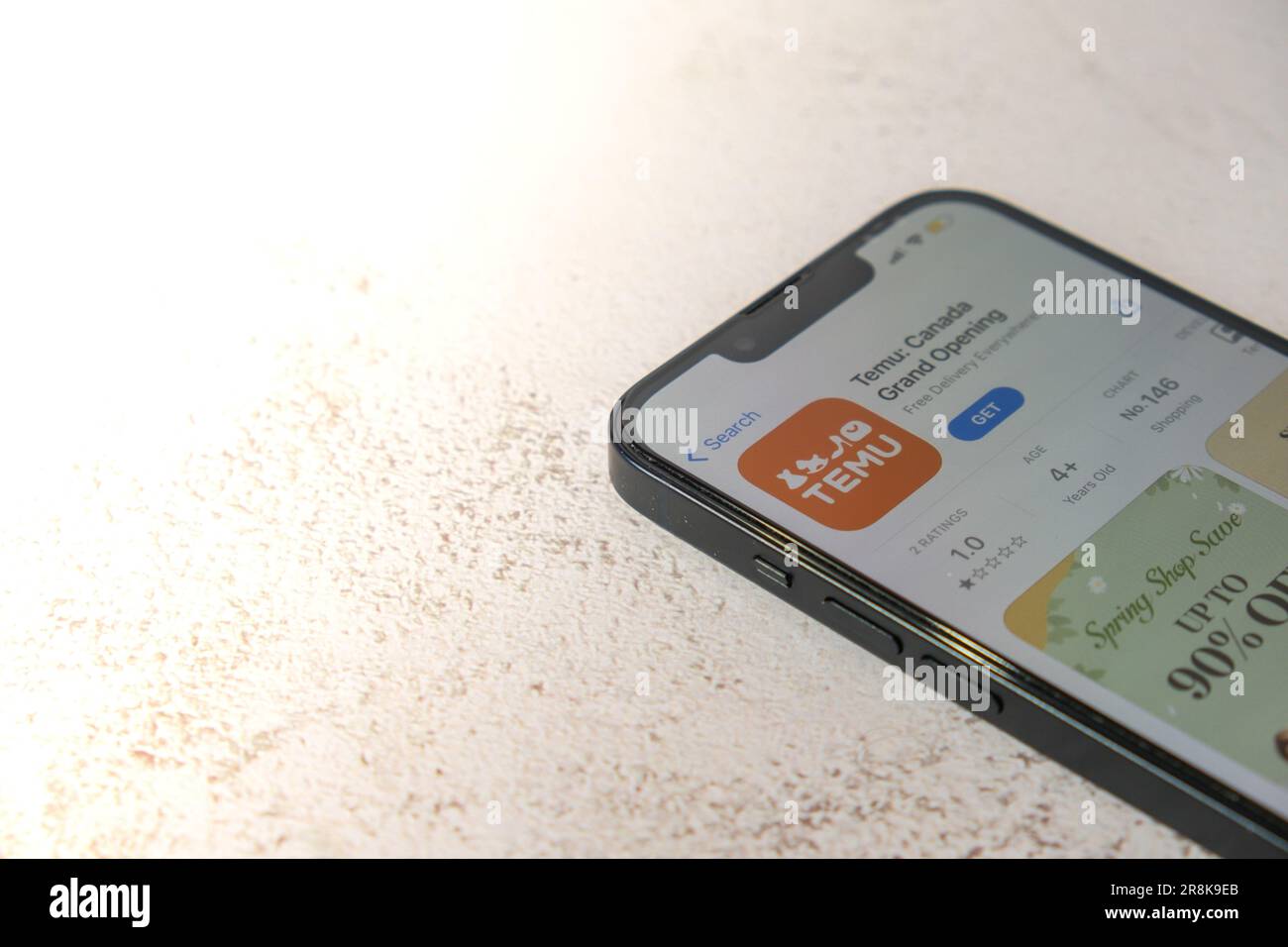 Gdansk, Poland - March 2023 Temu app icon in screen of mobile phone ...