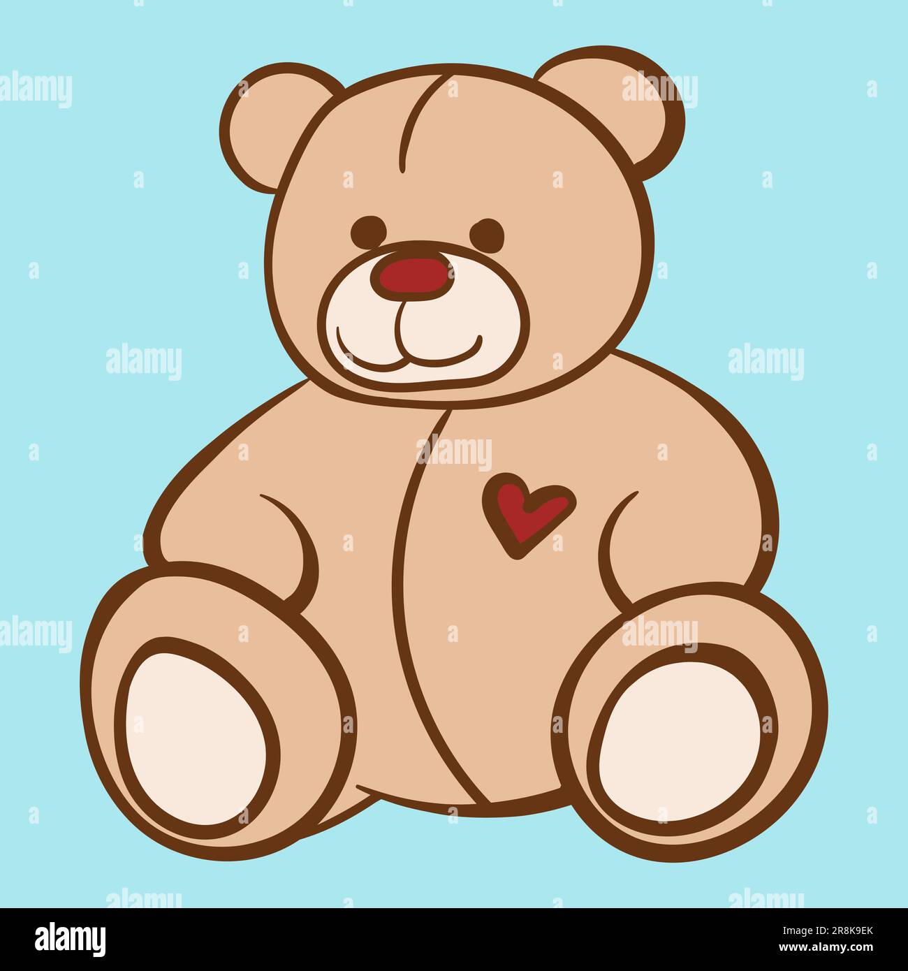 Cartoon lovely Teddy Bear children's toy boy vector line art Stock ...