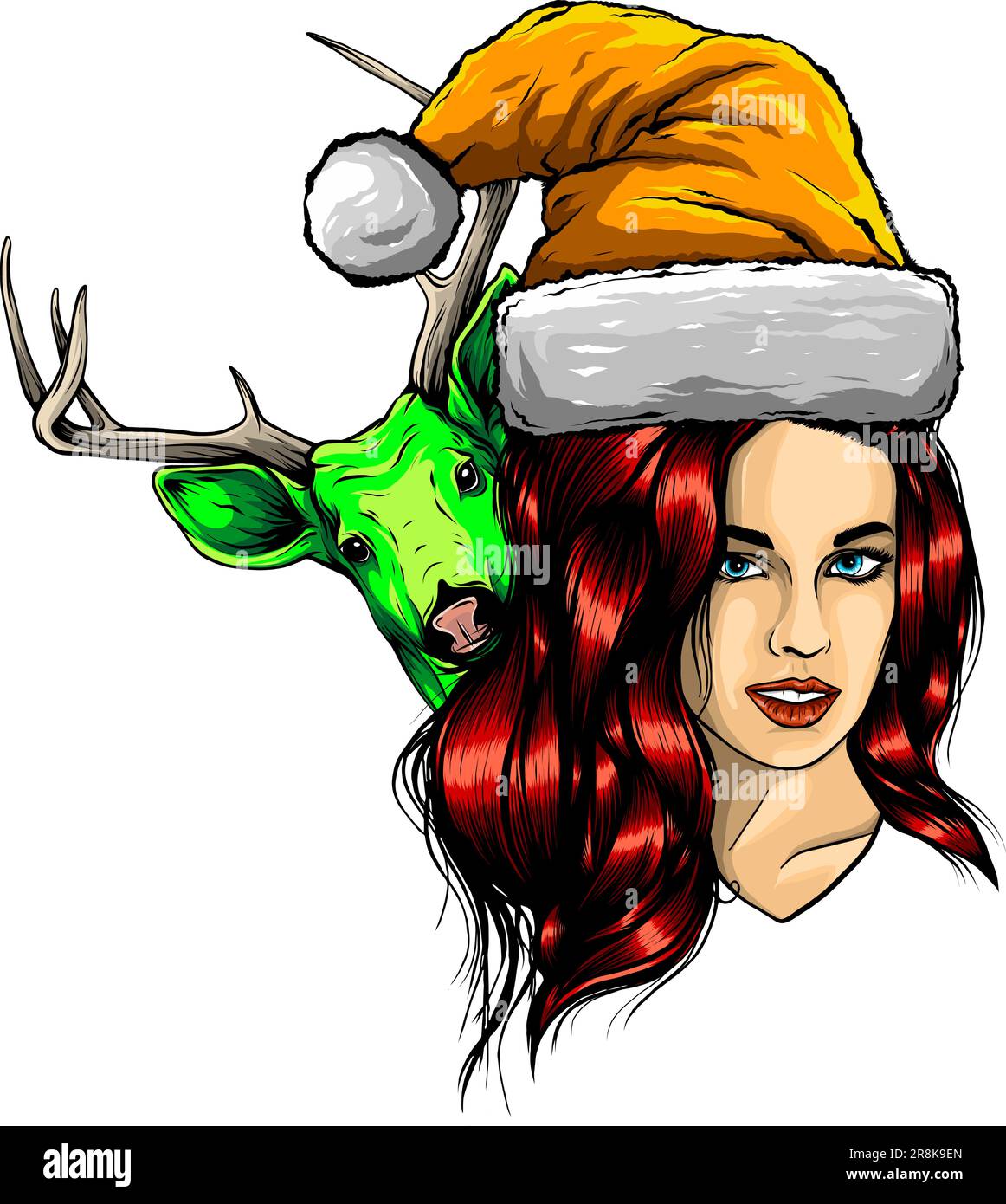 Beautiful girl with long hair. Vector illustration for greeting Stock ...