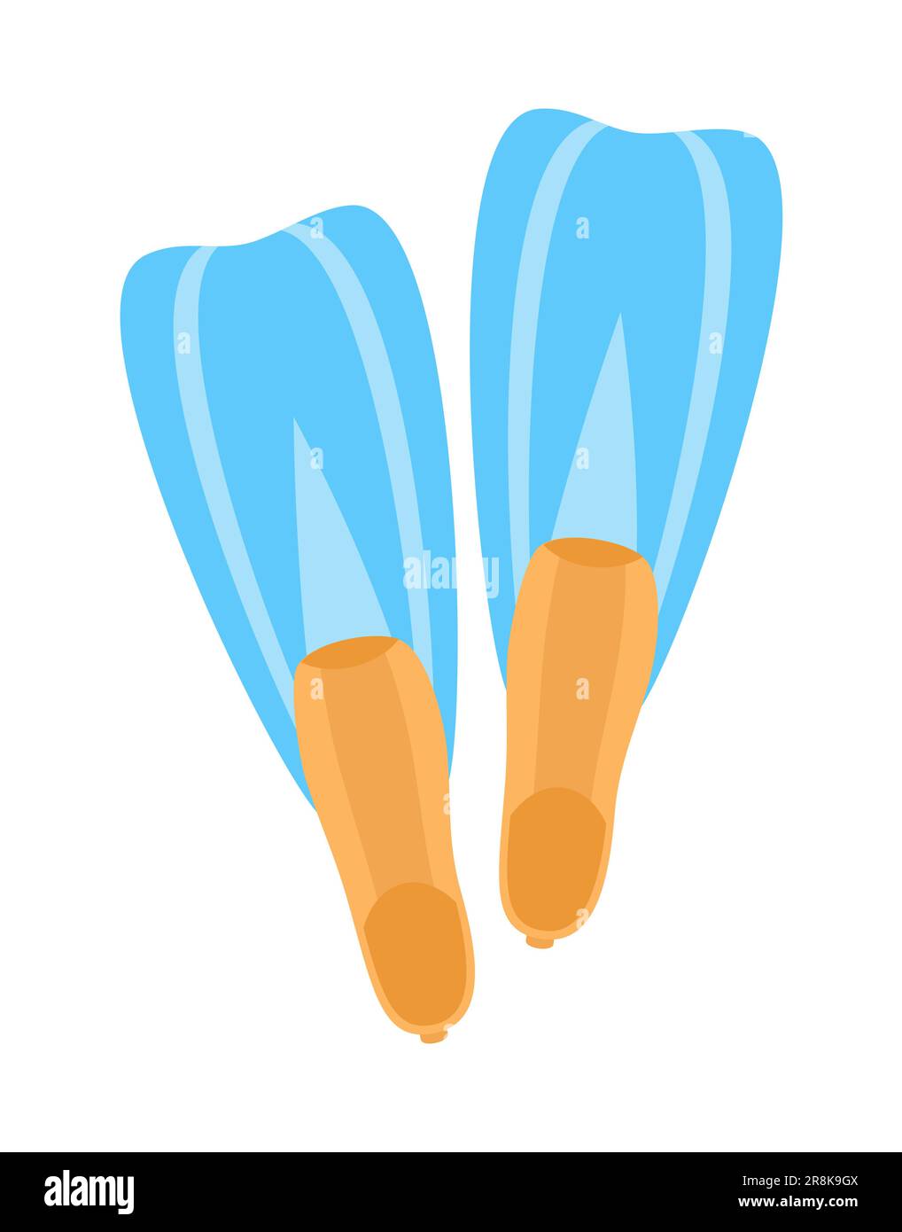 Blue and orange flippers isolated on white background. Flat vector ...