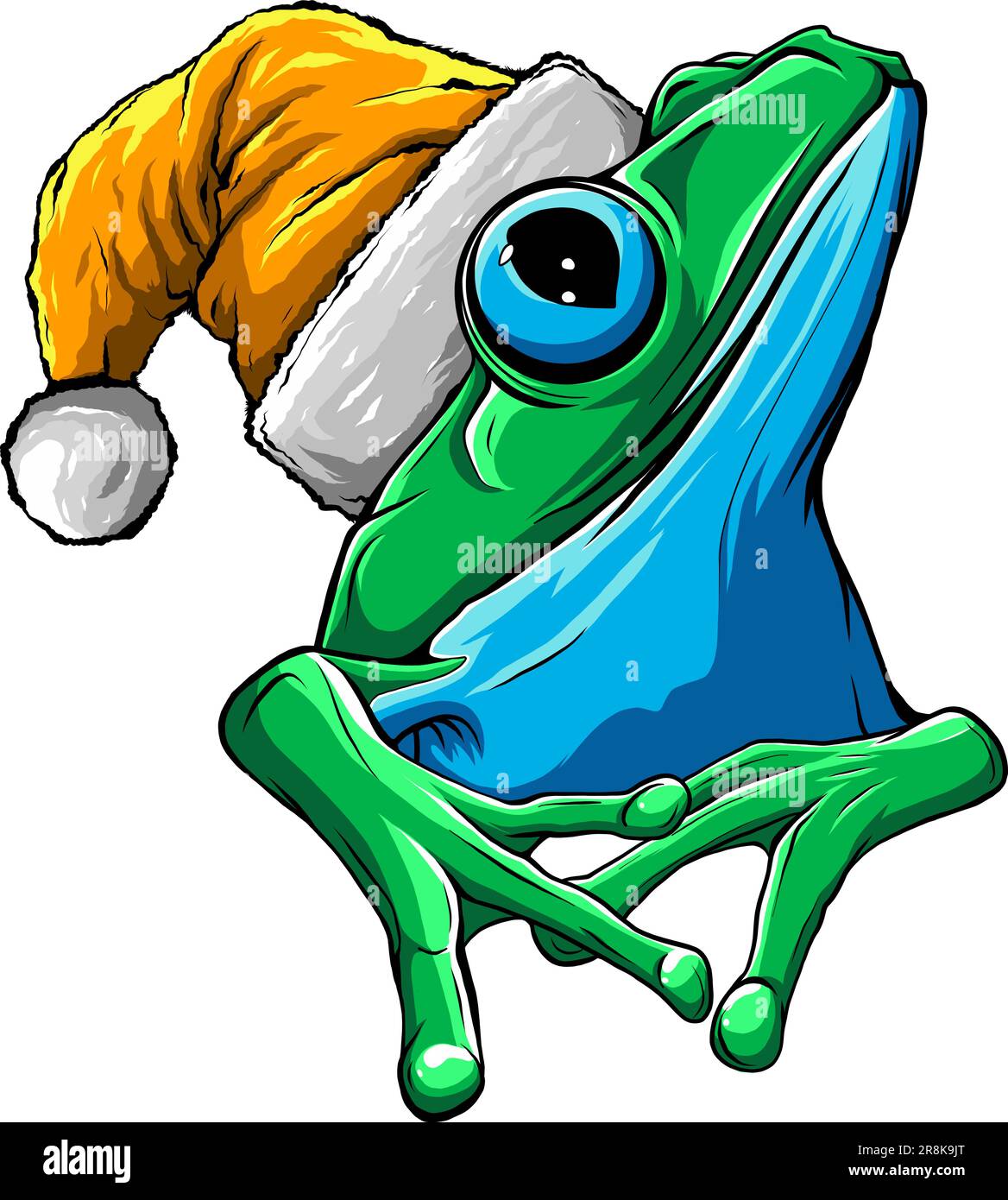 Cute and funny frog wearing Santa s hat Stock Vector Image & Art - Alamy
