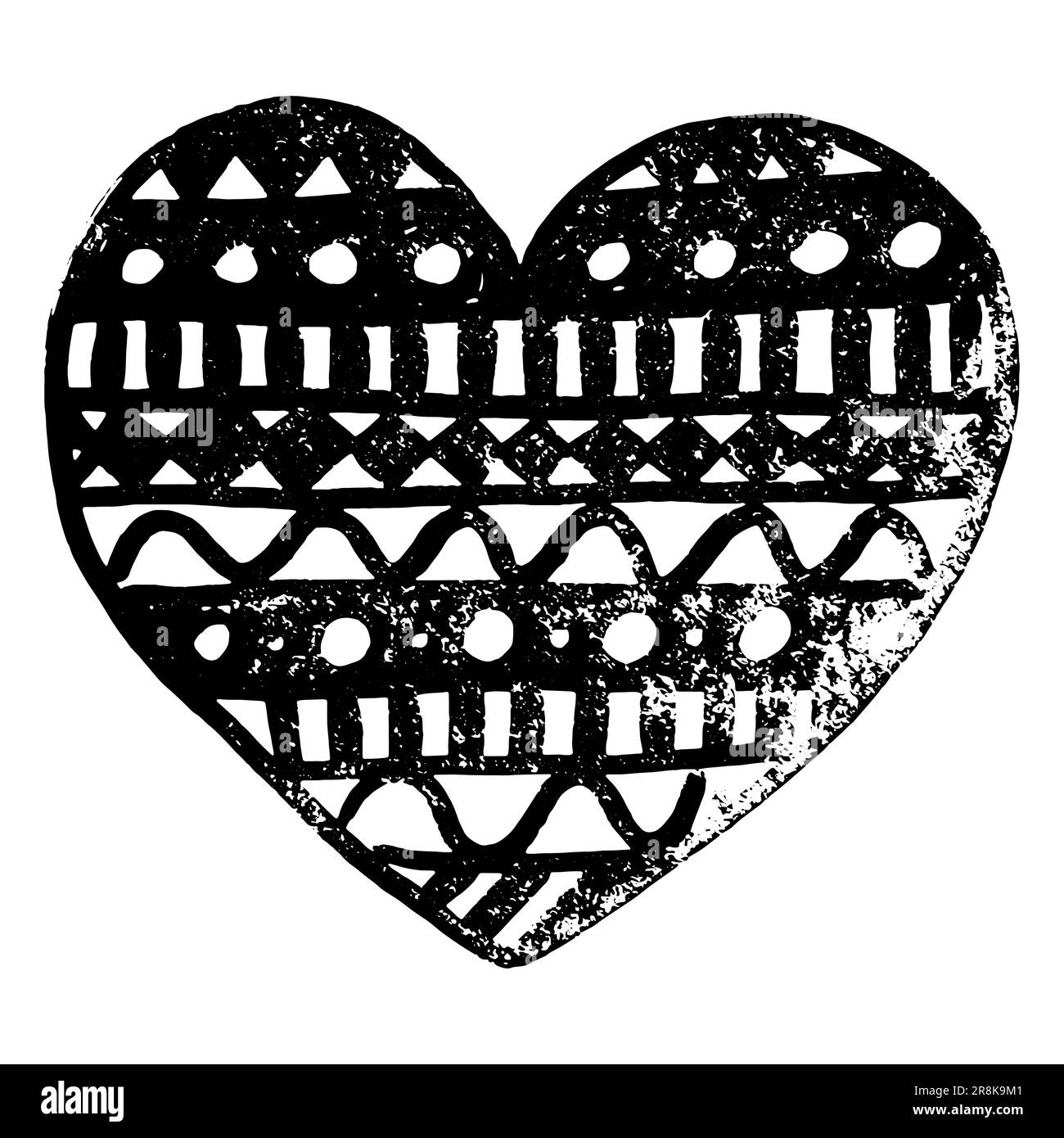 Zentangle doodle black heart ink hand drawn vector isolated Stock ...