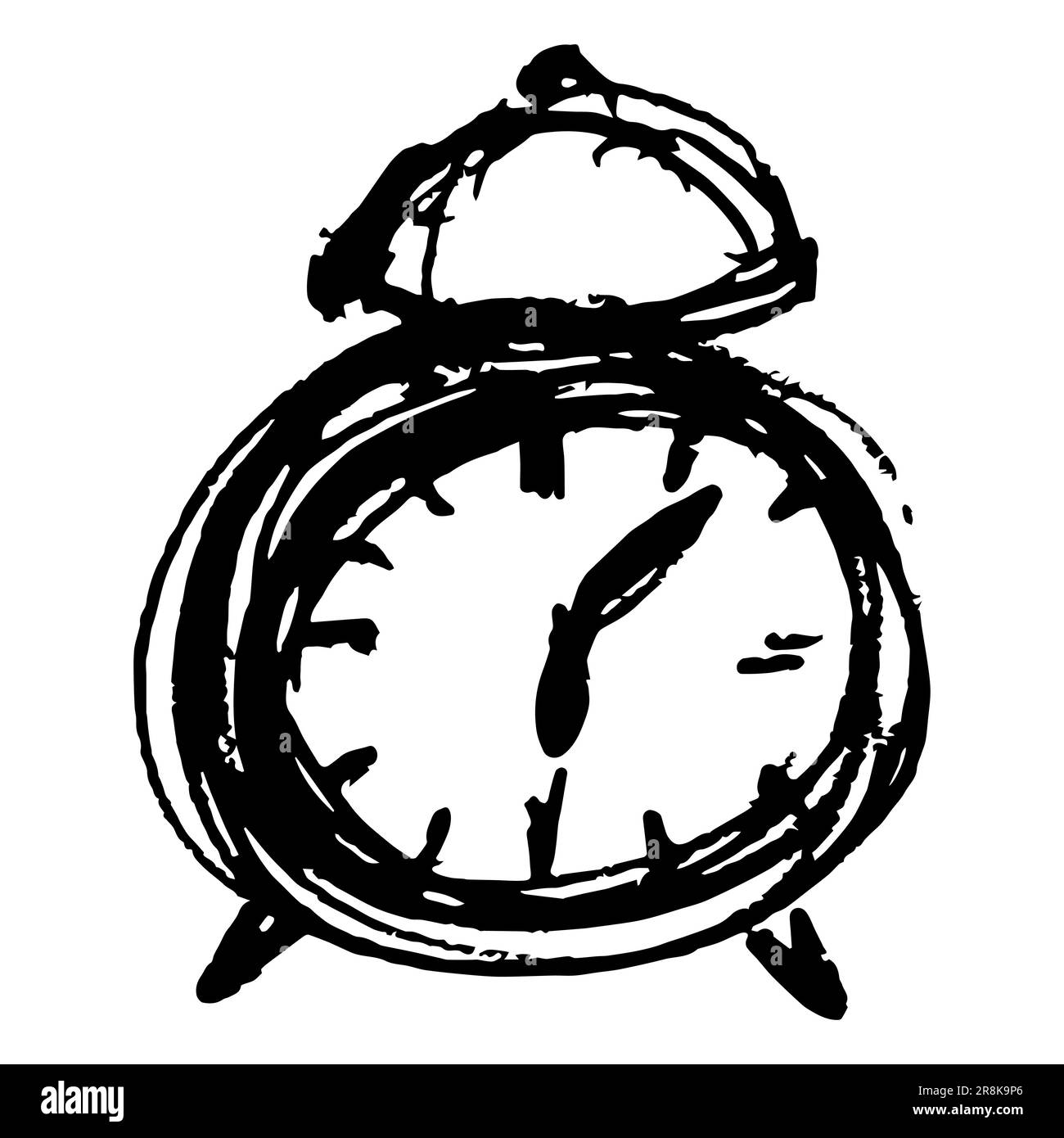 Monochrome alarm clock sketched vector line art Stock Vector Image ...