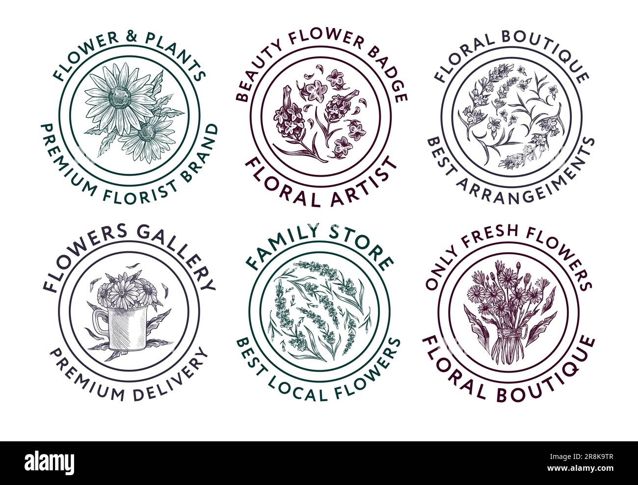 Round label design set for floral boutique ad Stock Vector Image & Art ...