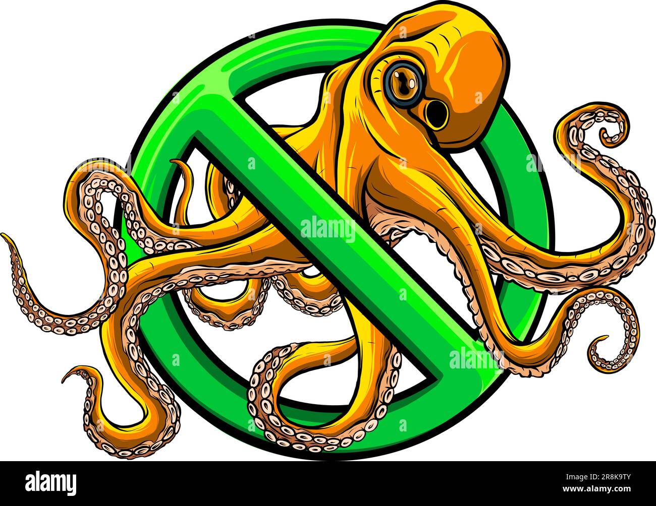 No Octopus Symbol Isolated on White Background. Underwater Animal ...